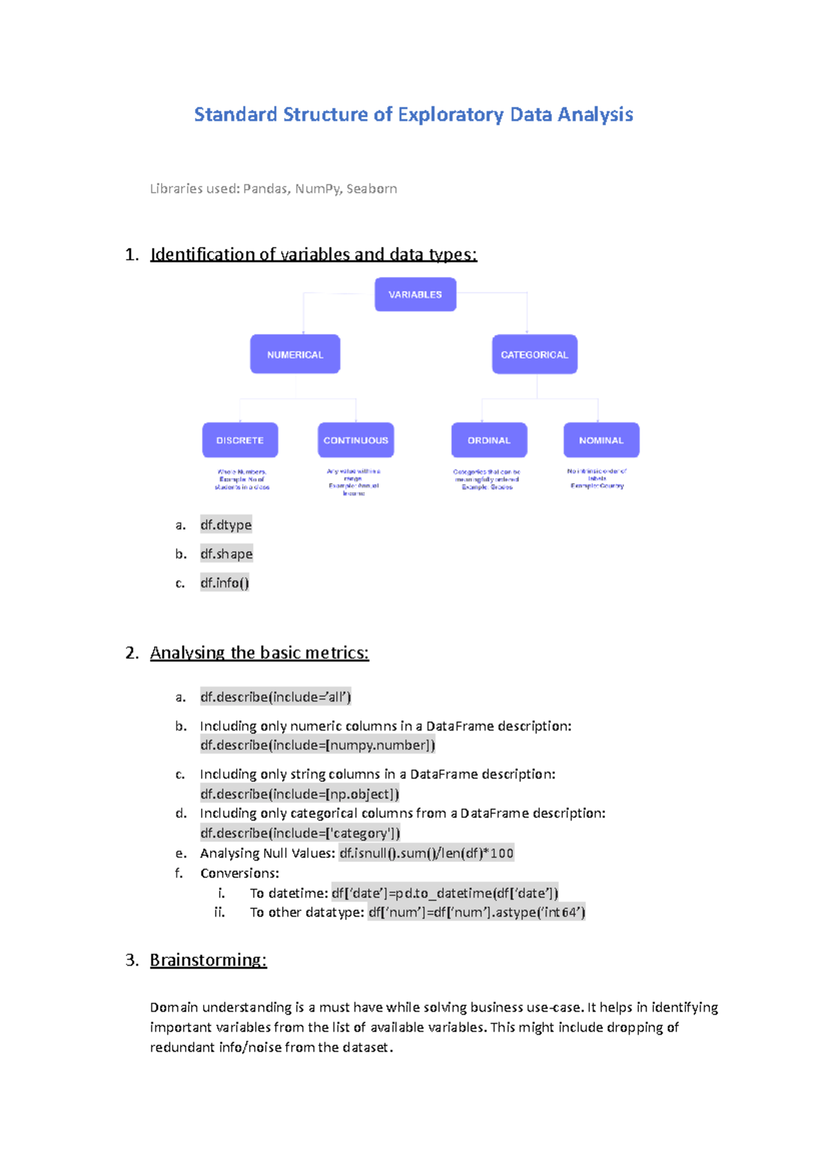 Exploratory Data Analysis Structure: A Comprehensive Guide - Studocu