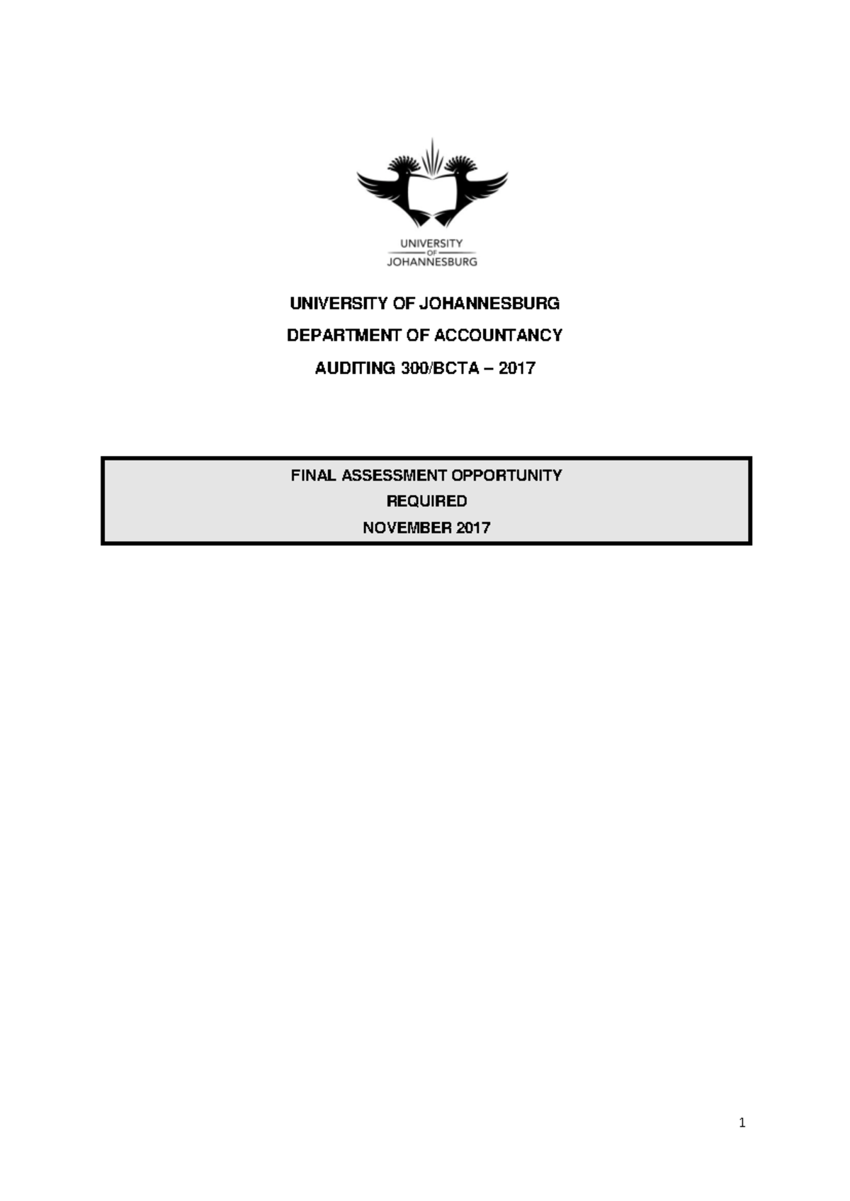 UJ 28286 Auditing 2017 Final Assessment: Relax Resorts Case Study - Studocu