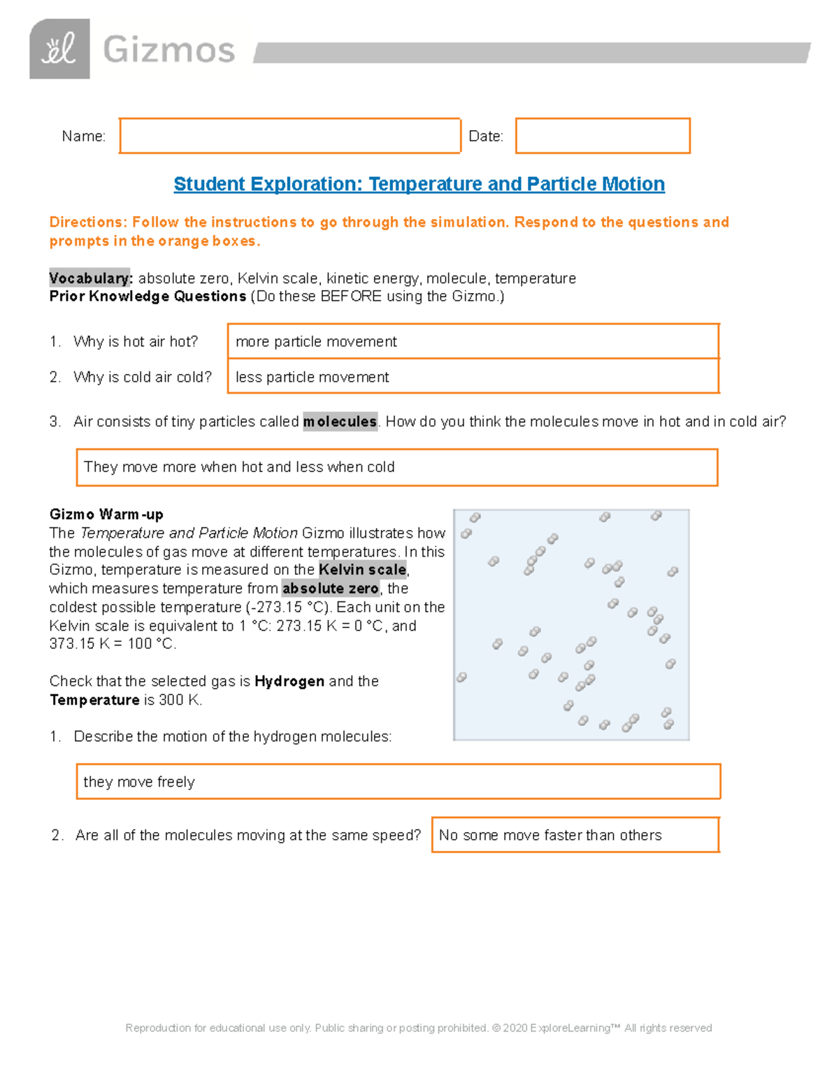 Exploring Temperature and Particle Motion: Gizmo Activity Guide - Studocu