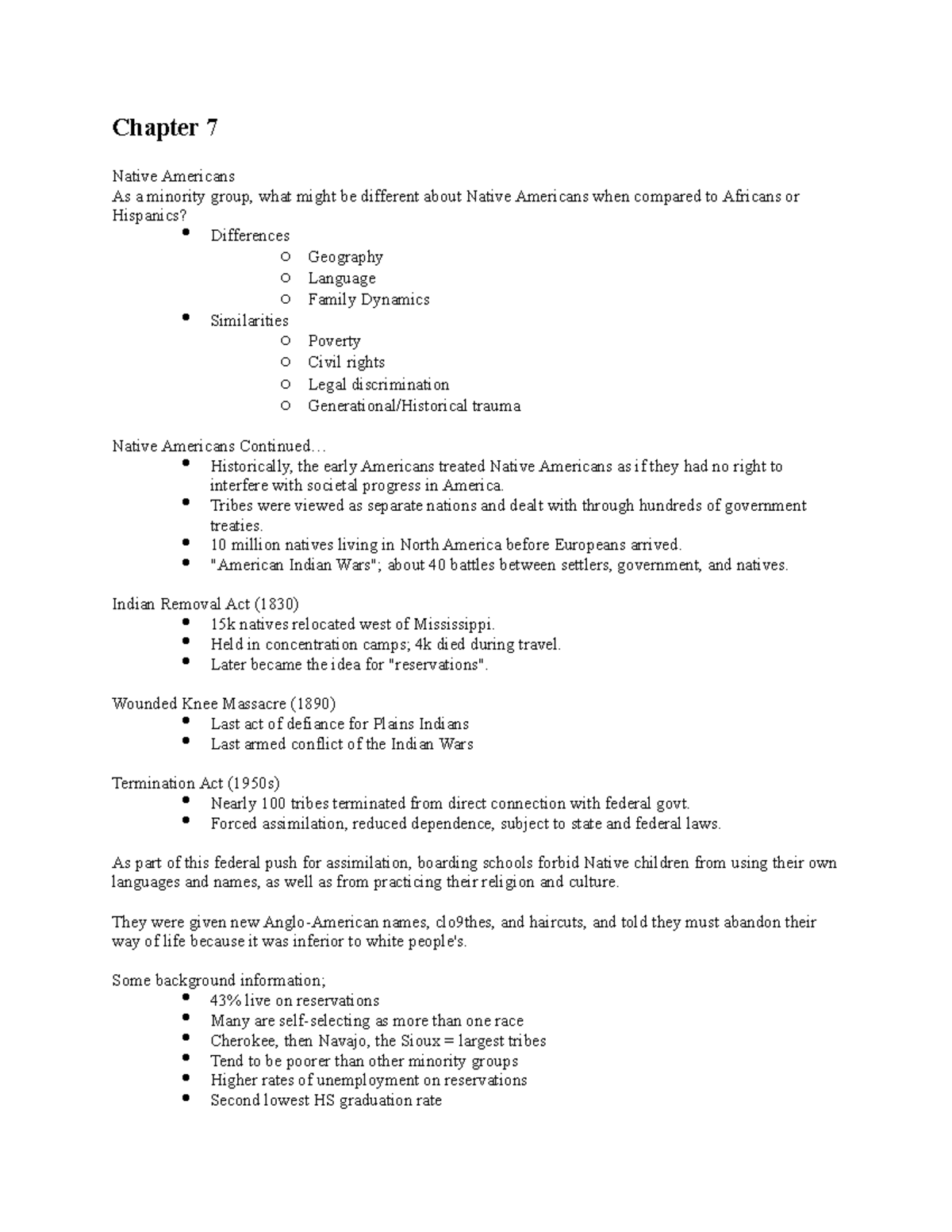Chapter 7 - Lecture Notes on Native American History and Culture - Studocu