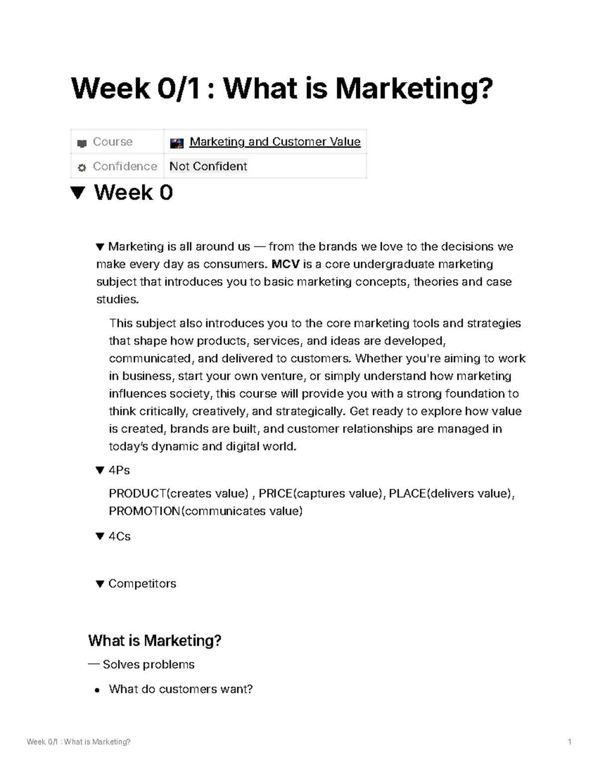 Week 01: Introduction to Marketing Concepts and Customer Value - Studocu