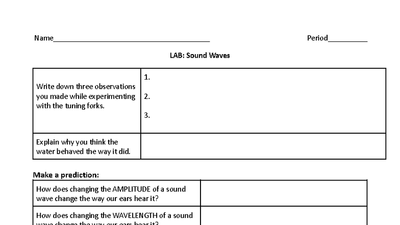 5A Maddie Sharp LAB: Exploring Sound Waves and Their Properties - Studocu