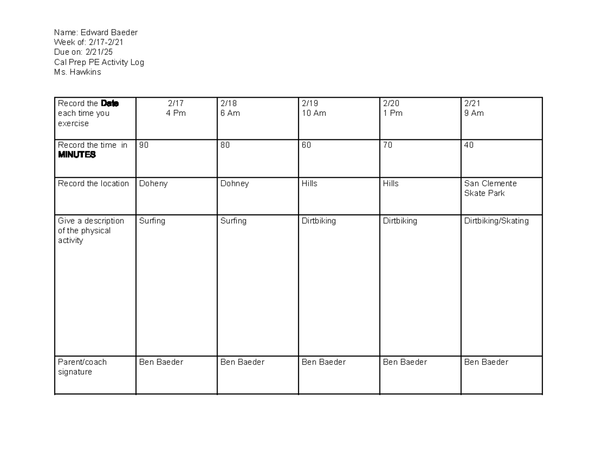 Blank+PE+Log+Fall+2024 - Name: Edward Baeder Week of: 2/17-2/ Due on: 2 ...