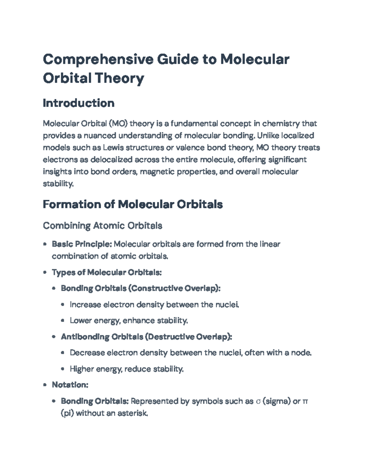 Molecular Orbital Theory Summary: Key Concepts & Examples (Chem 101 ...