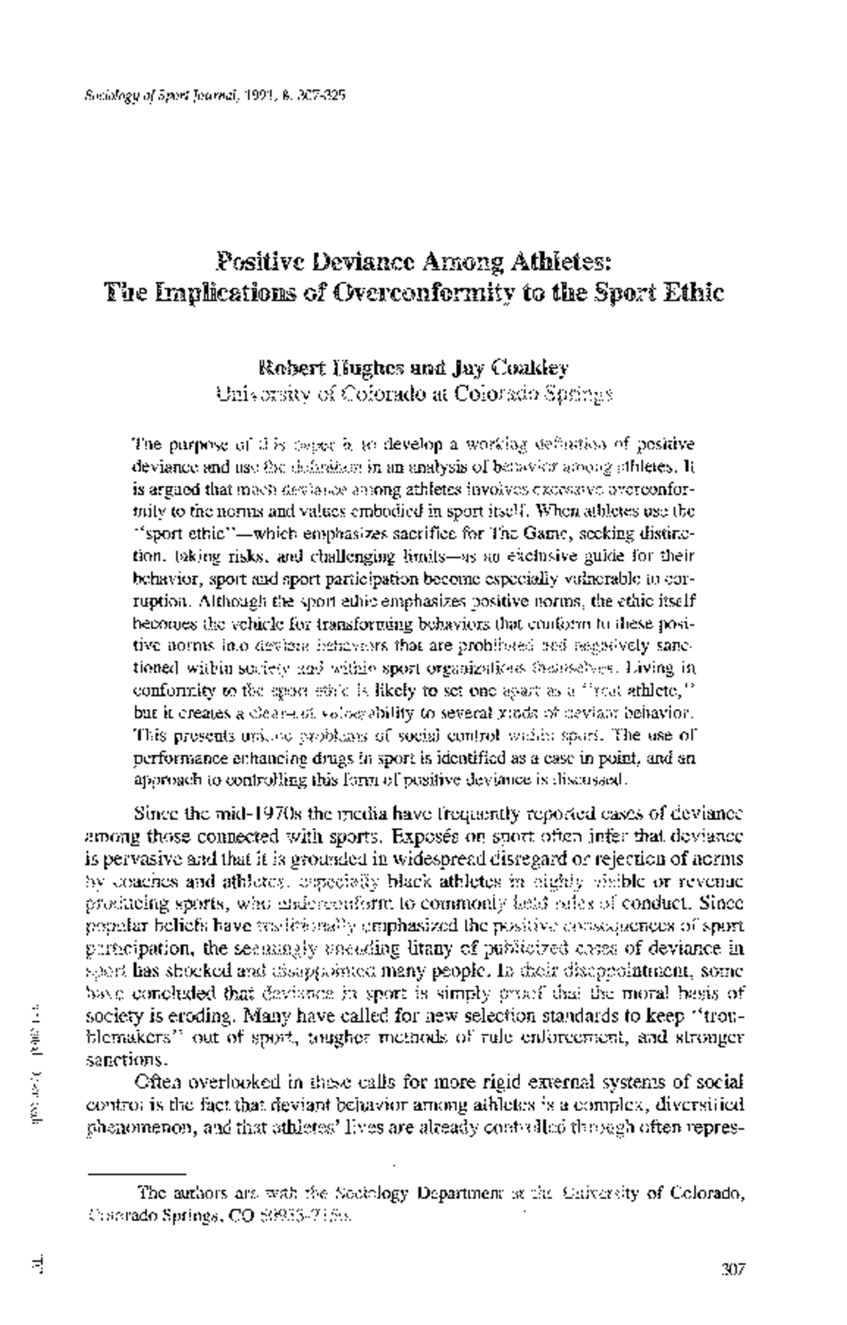 Positive Deviance in Sport Ethic: Analyzing Athlete Behavior and Norms ...