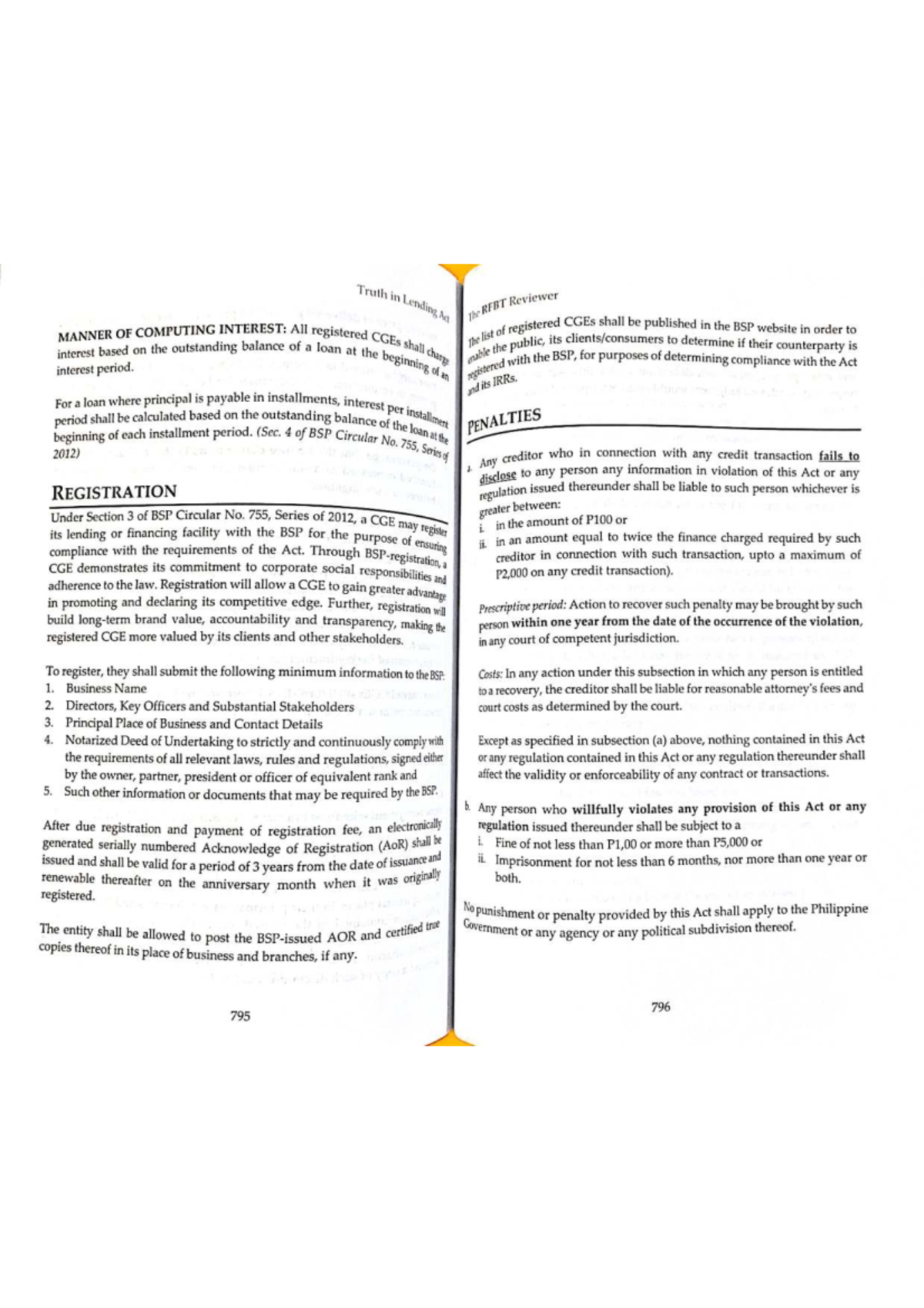 Business Laws and Regulations: Truth in Lending Ad Review (RFBT) - Studocu