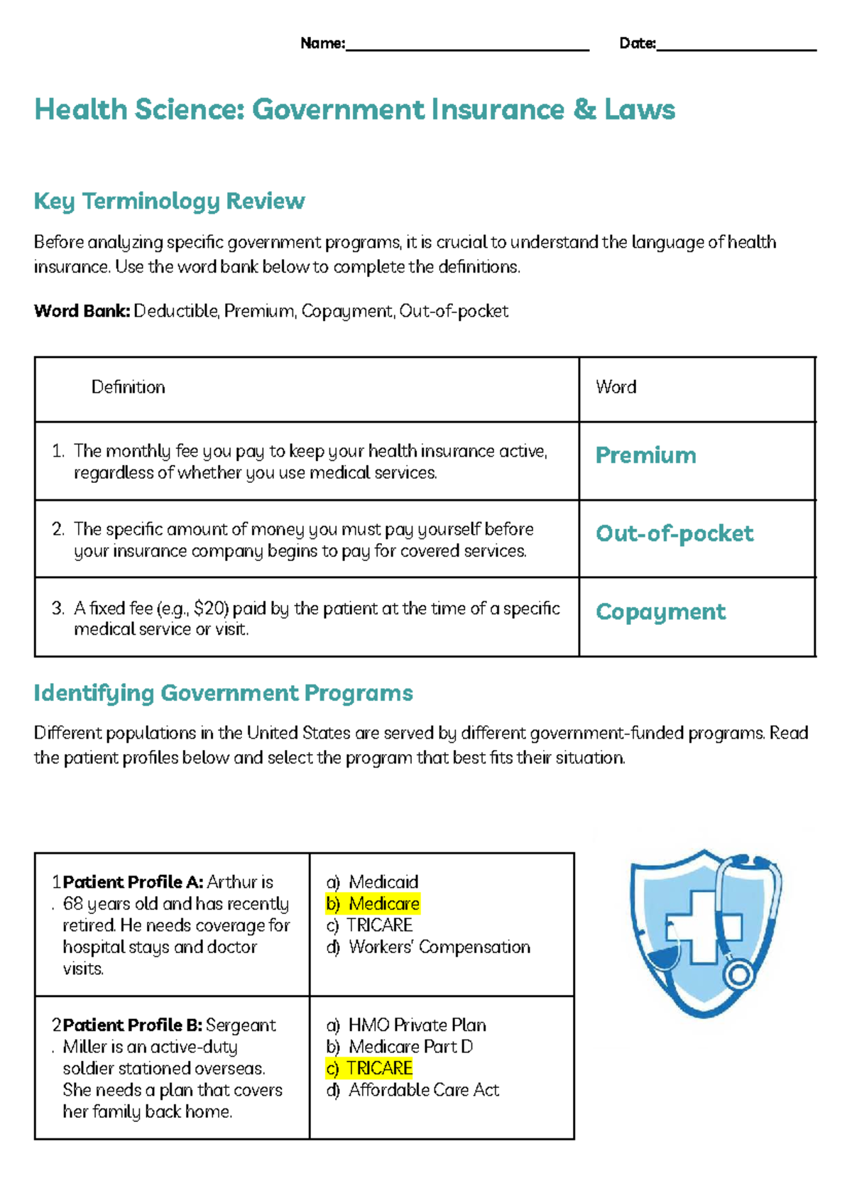 Health Science: Gov. Insurance Laws Key Terms & Program Review - Studocu