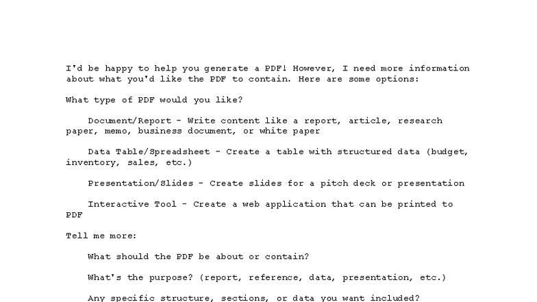 PDF Generation Options and Requirements - Studocu