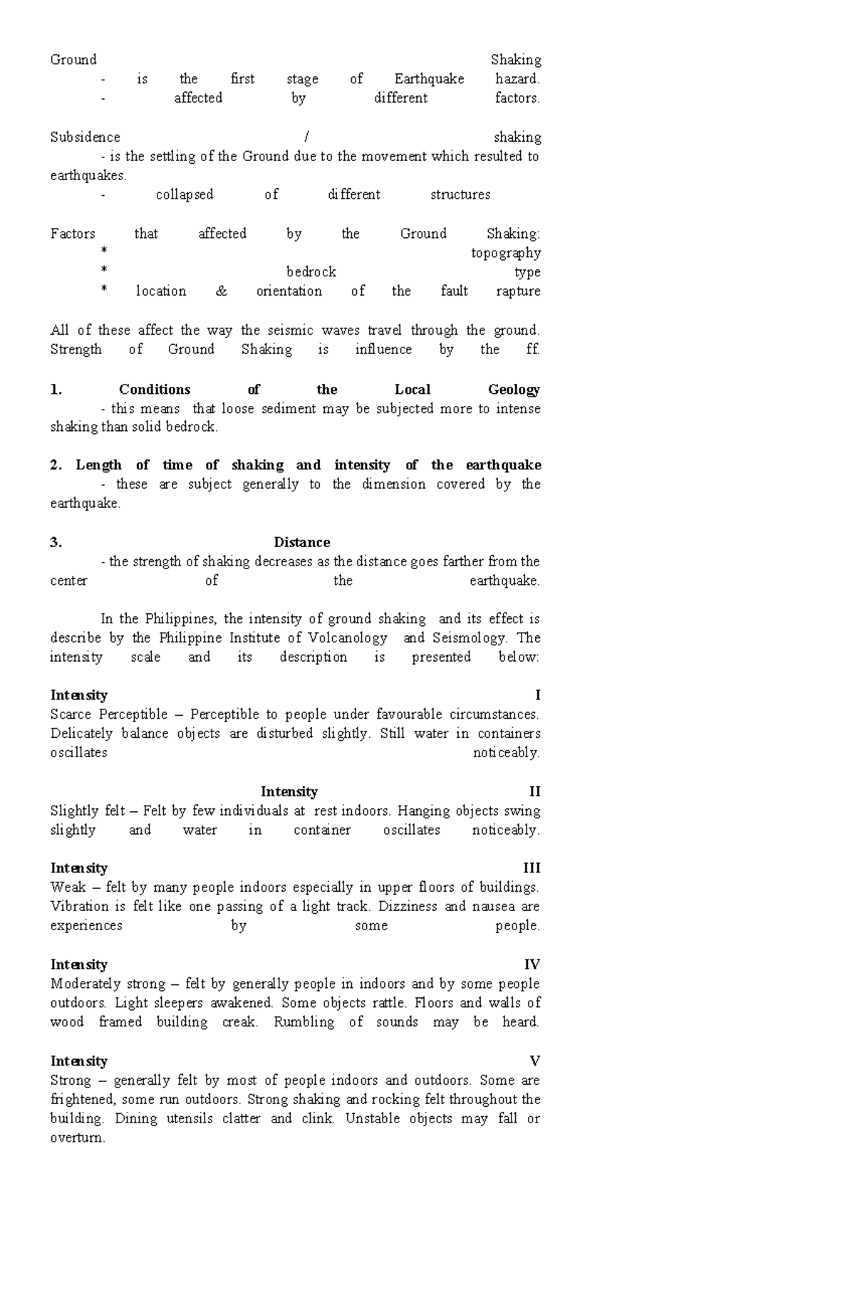 DRR- Notes - disaster risk - Ground Shaking - is the first stage of ...
