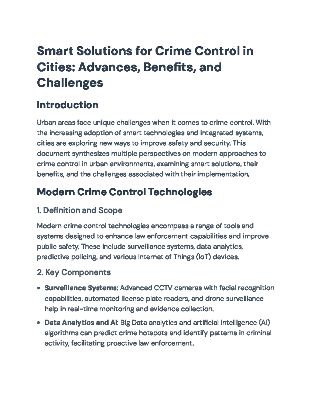 Smart Crime Control Solutions: Challenges and Innovations in Urban ...