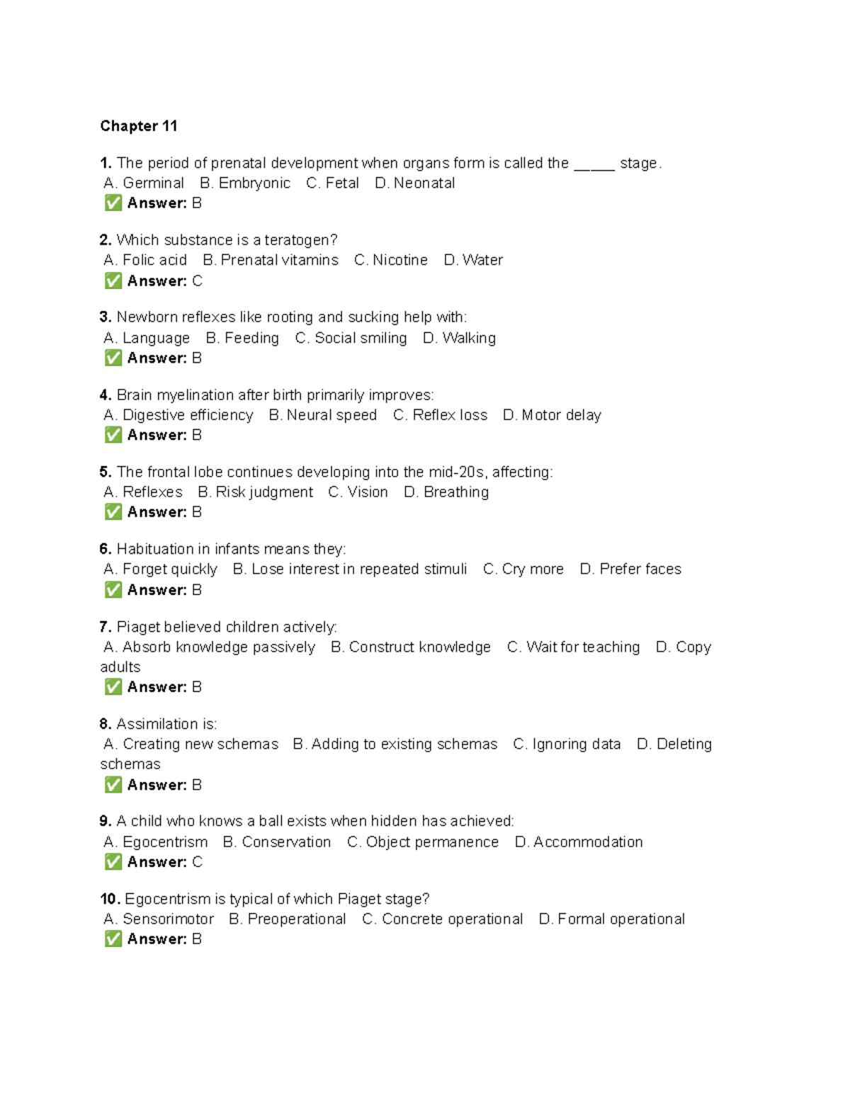 Developmental Psychology: Exam 4 Study Guide (Ch. 11-12) - Studocu