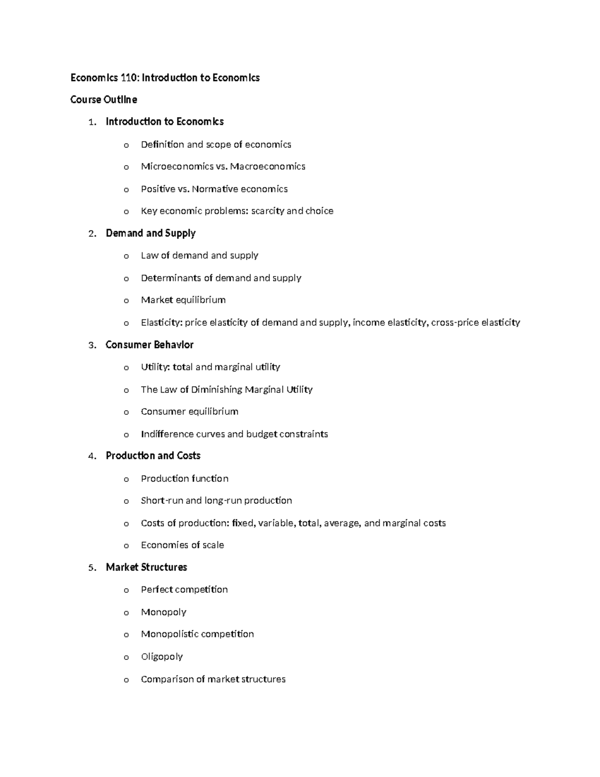 Economics 110 - extra notes - Economics 110: Introduction to Economics ...
