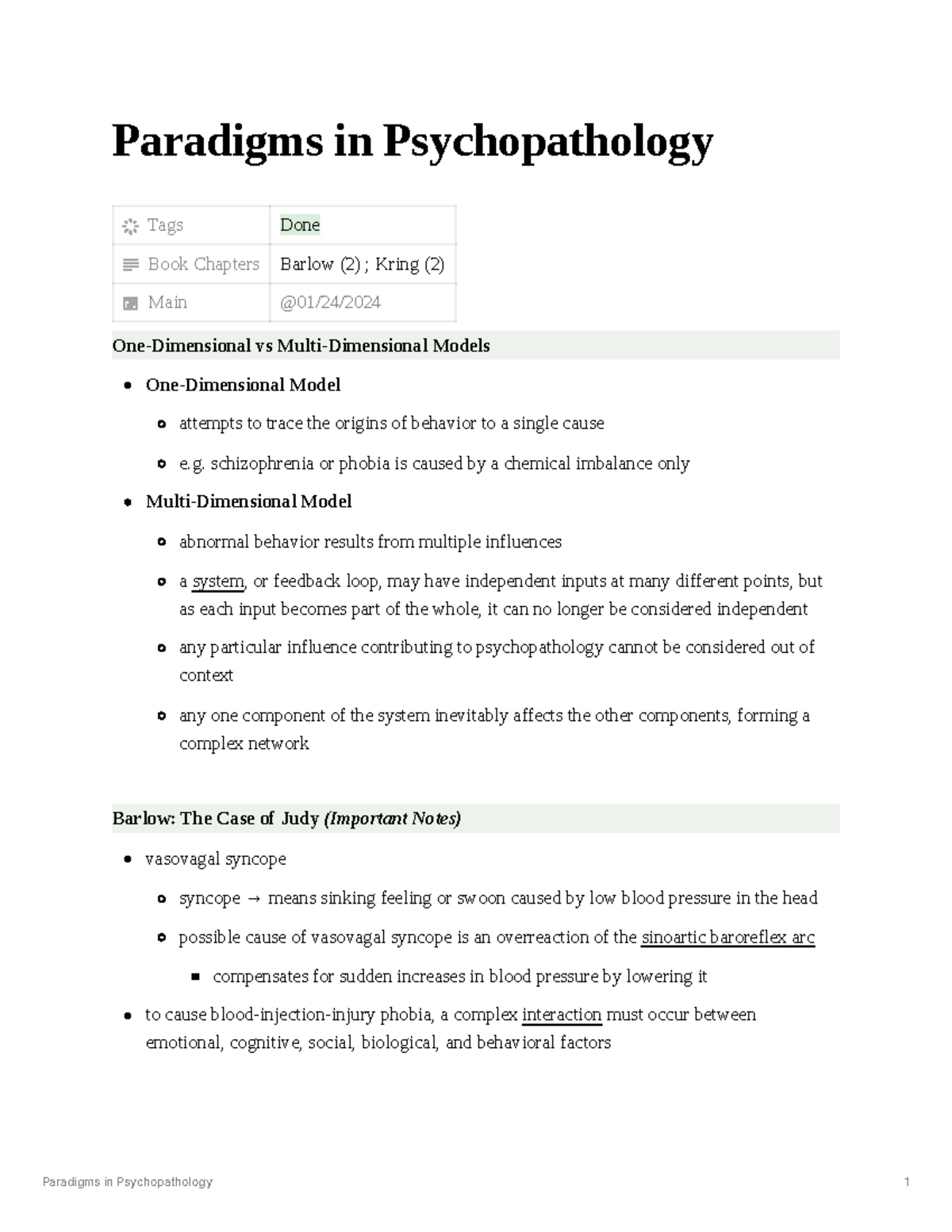 Psychopathology Paradigms: Insights from Barlow & Kring (Chapters 1-14 ...