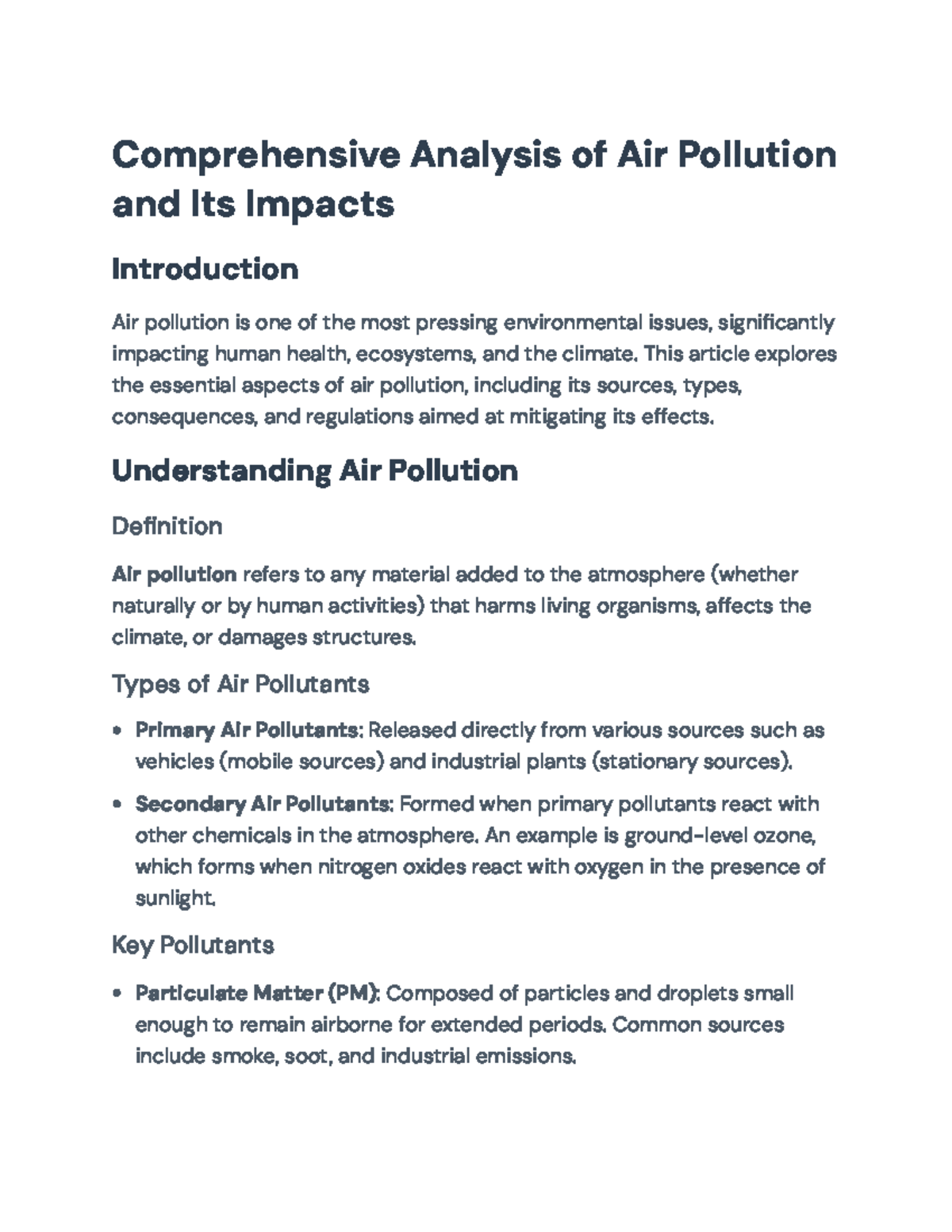 Comprehensive Study on Air Pollution & Health Impacts - Studocu