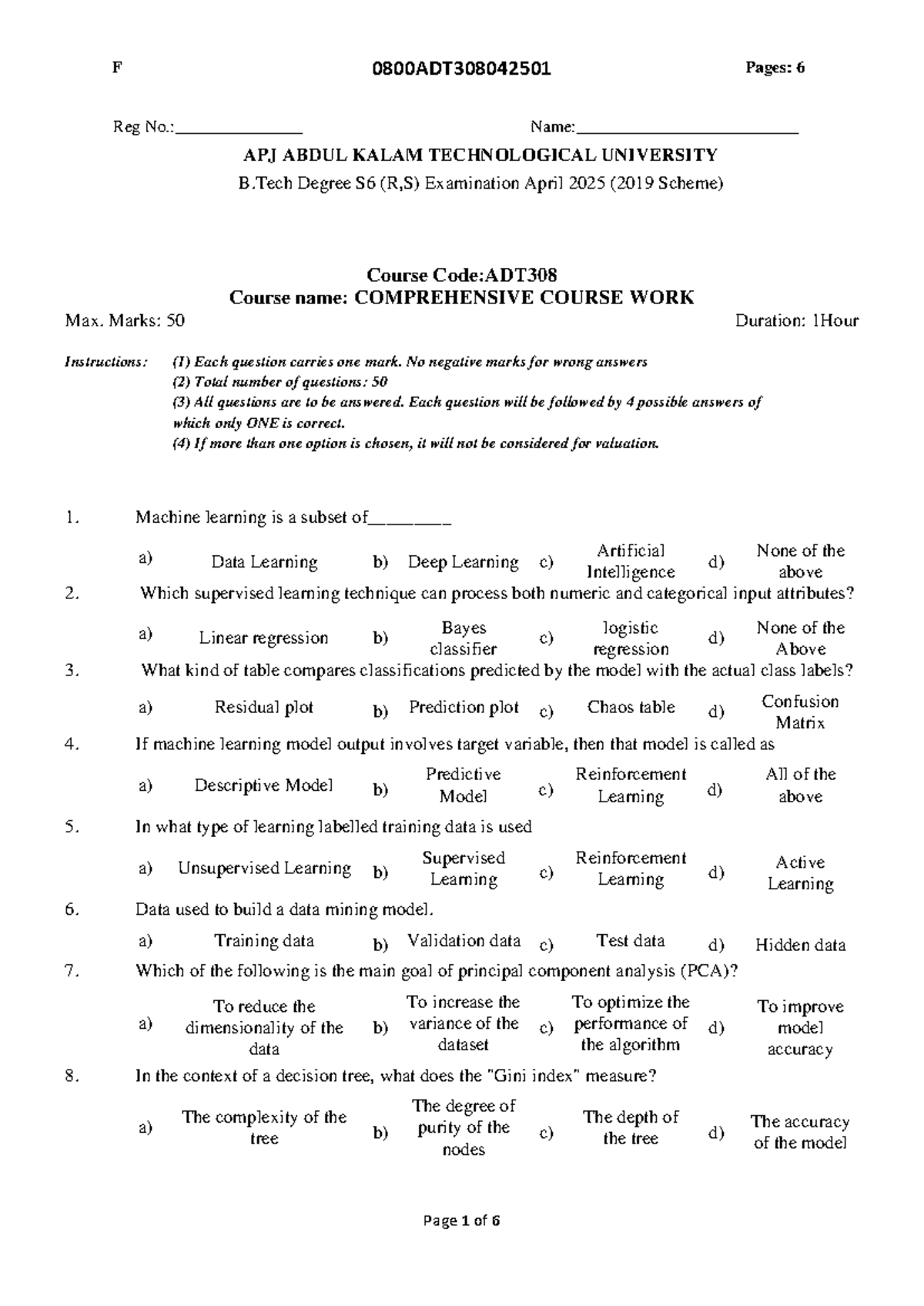 0800ADT308 Comprehensive Course Work QP - April 2025 Exam - Studocu