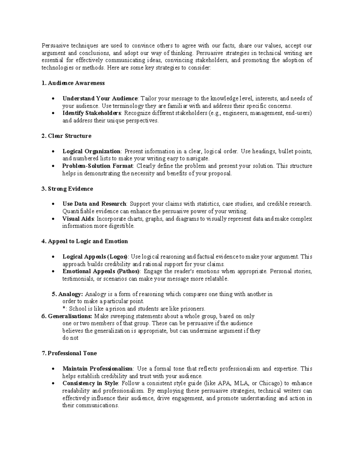 Effective Persuasive Strategies in Tech & Business Writing - Studocu