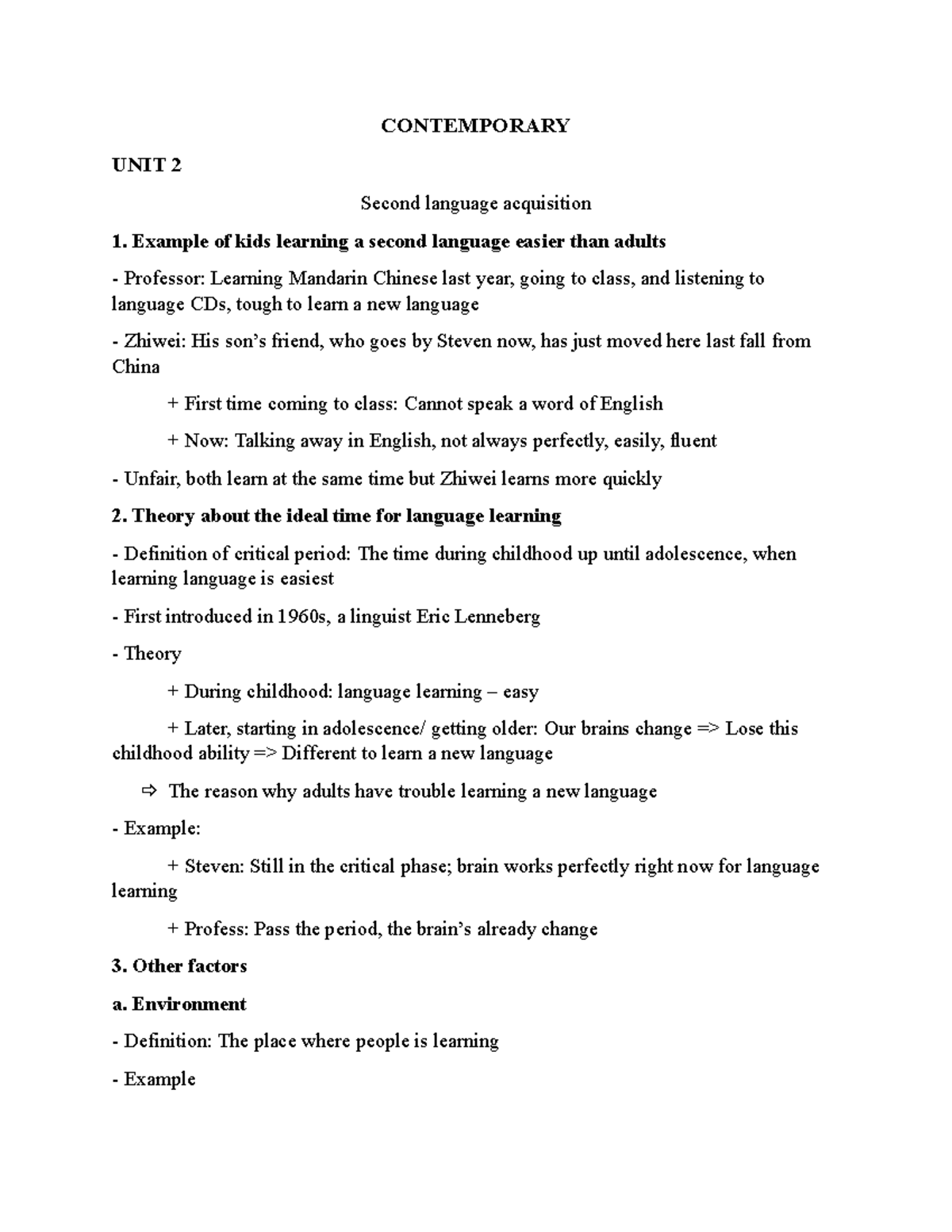 LIS-NOTE - Lis - CONTEMPORARY UNIT 2 Second language acquisition ...