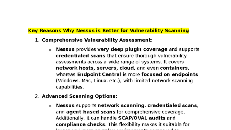Nessus vs. Endpoint Central: A Comprehensive Vulnerability Assessment ...