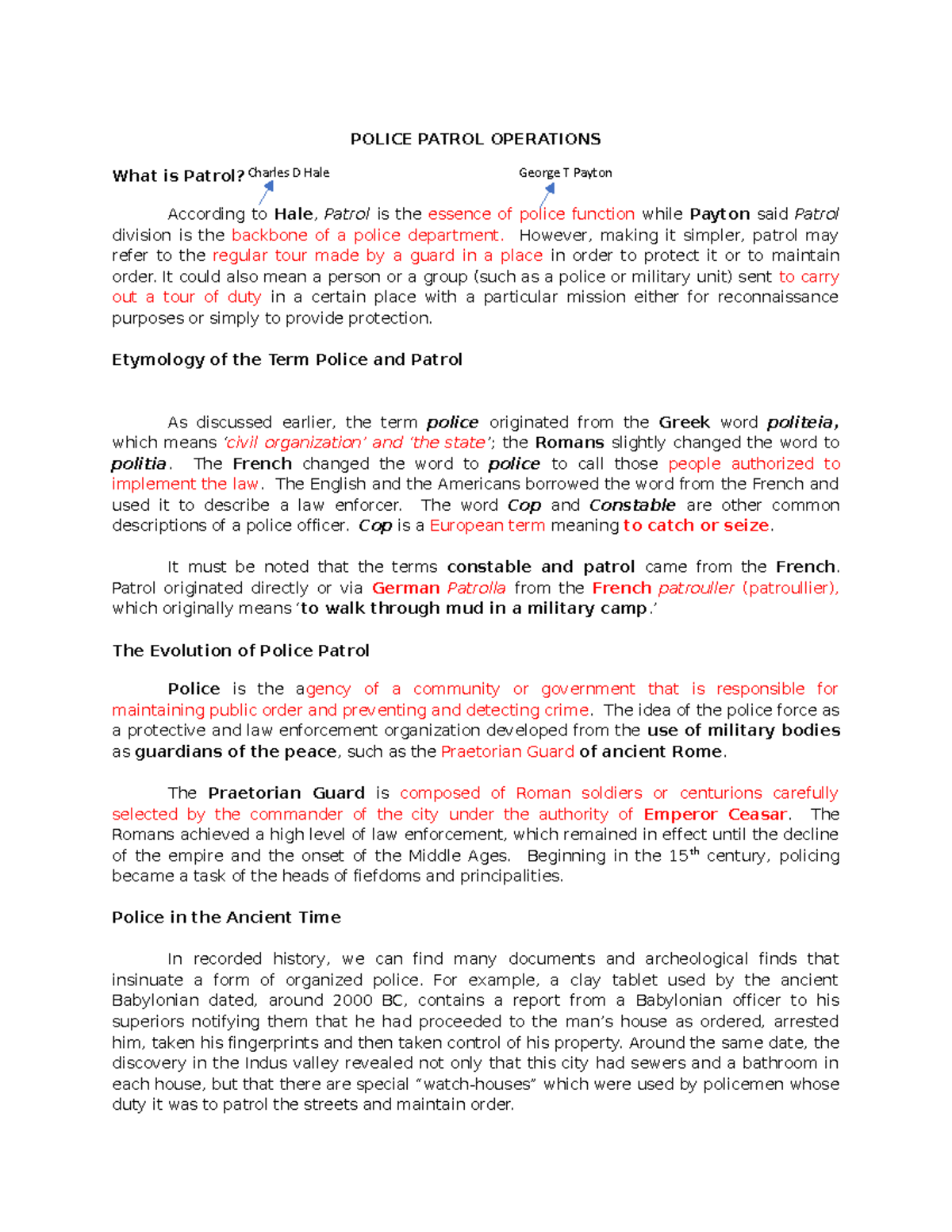 LEA 101: Overview of Police Patrol Operations and Evolution - Studocu