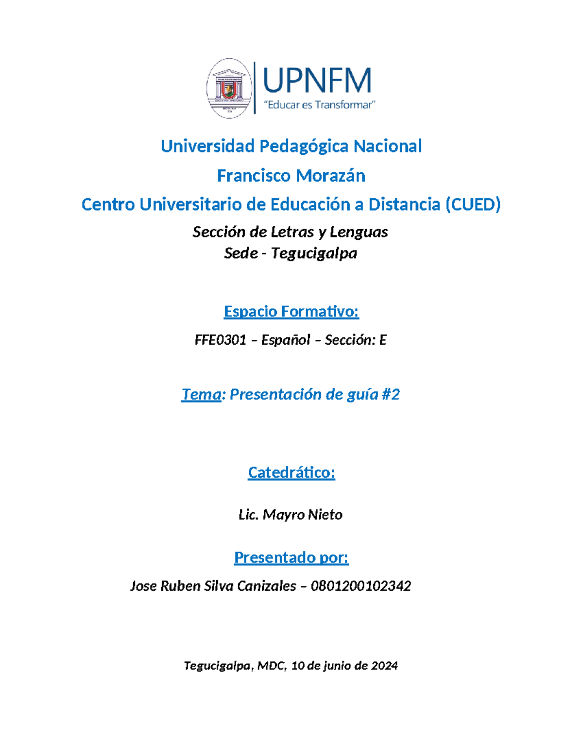 Portada Upnfm-modelo - Es de Español - Universidad Pedagógica Nacional ...