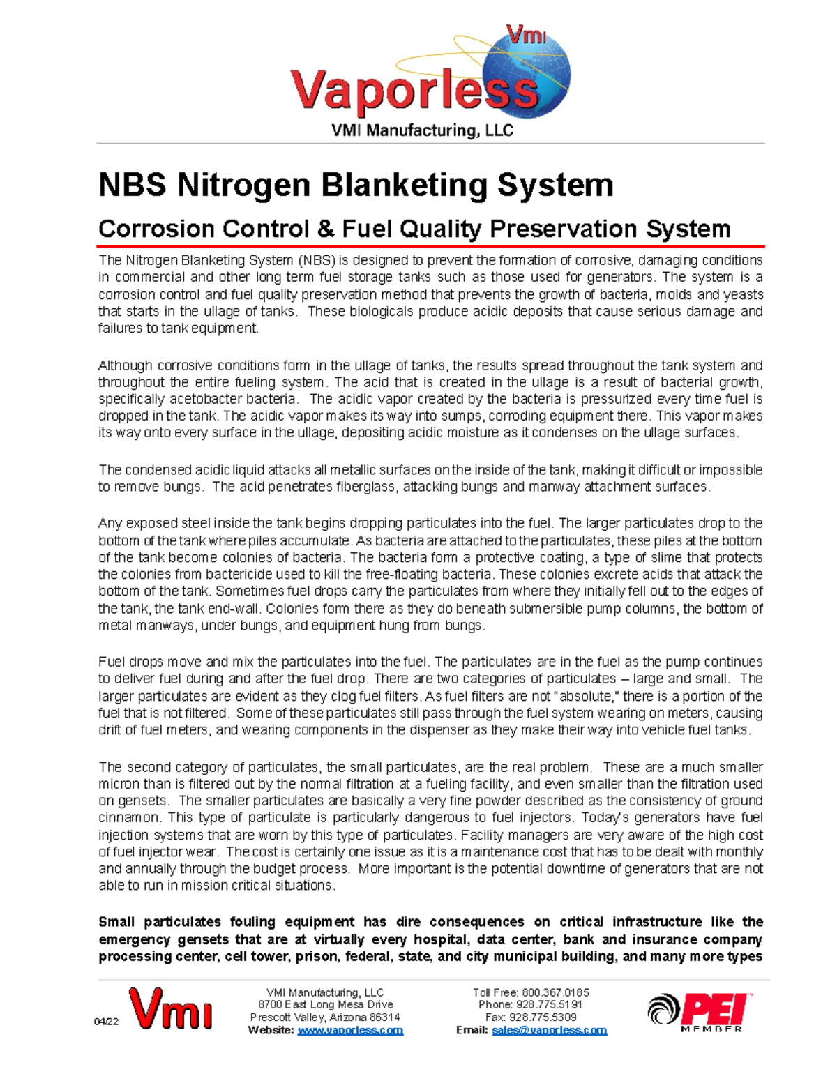 NBS Brochure 0422: Nitrogen Blanketing System Overview for Fuel Safety ...