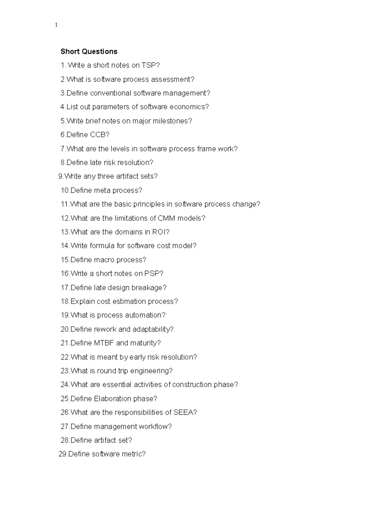 SPPM Important Short & Long Questions Overview for Exam Preparation ...