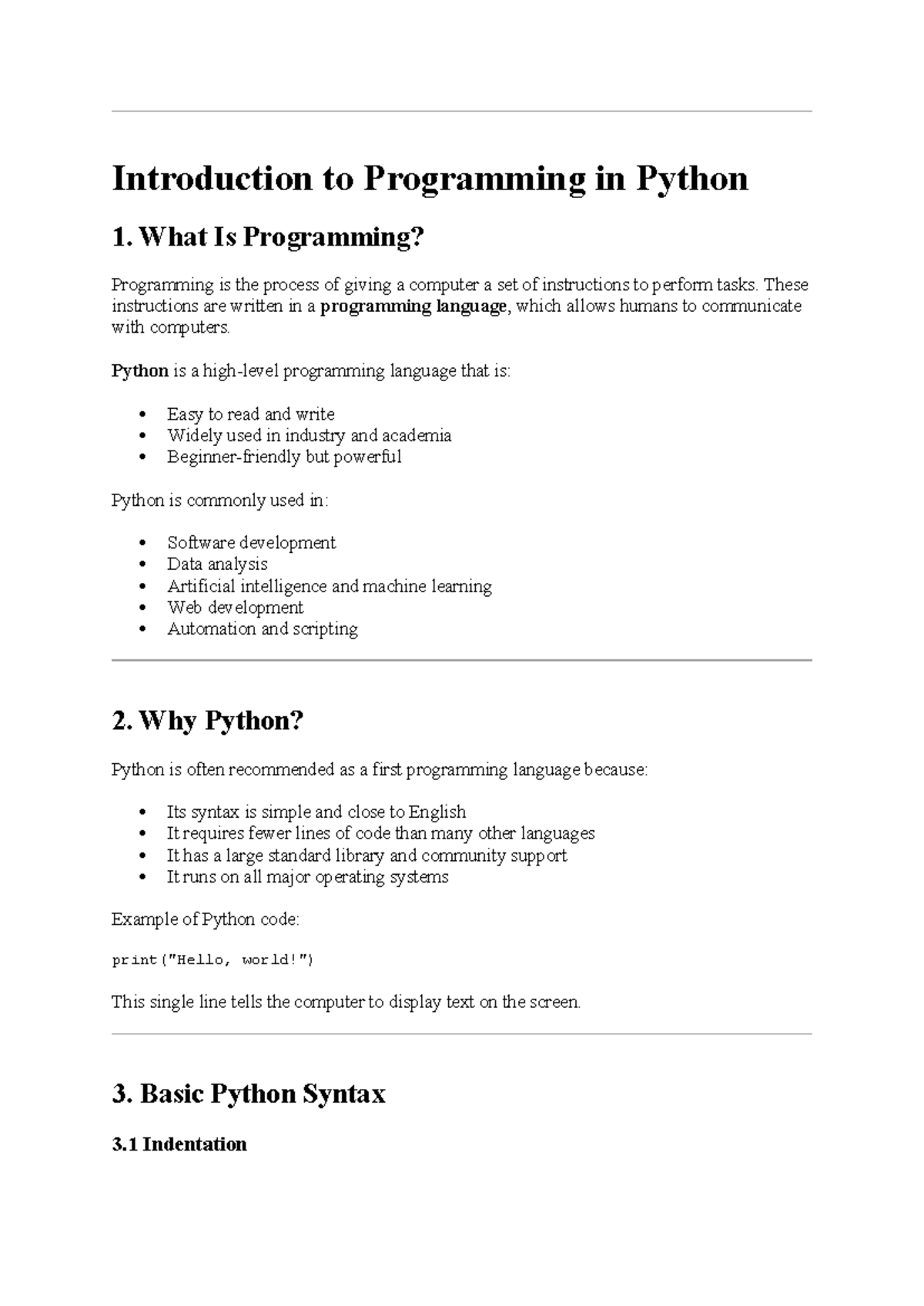 Intro to Programming in Python (CS101) - Key Concepts & Syntax - Studocu