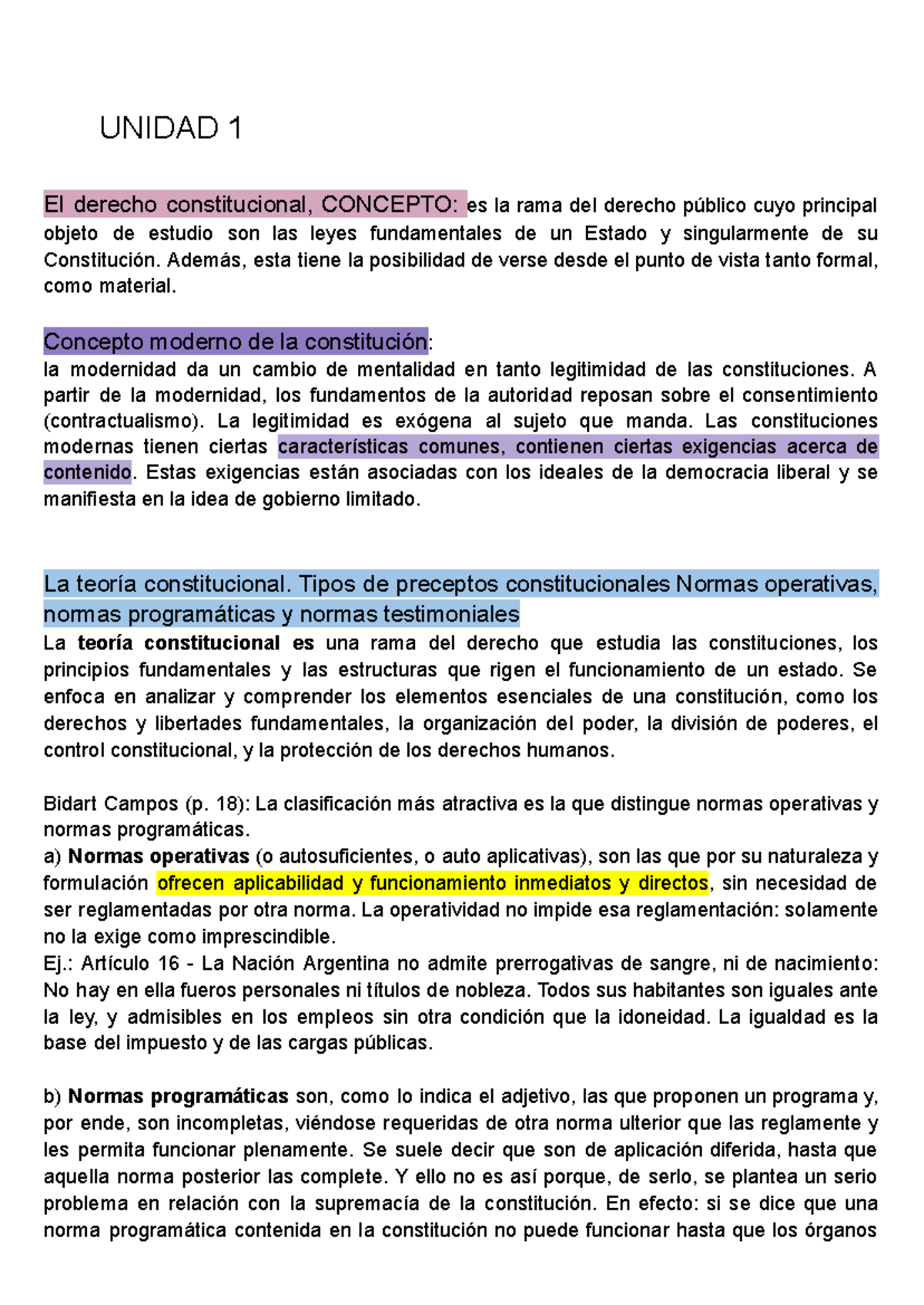 UNIDAD 1: Conceptos Fundamentales del Derecho Constitucional - Studocu