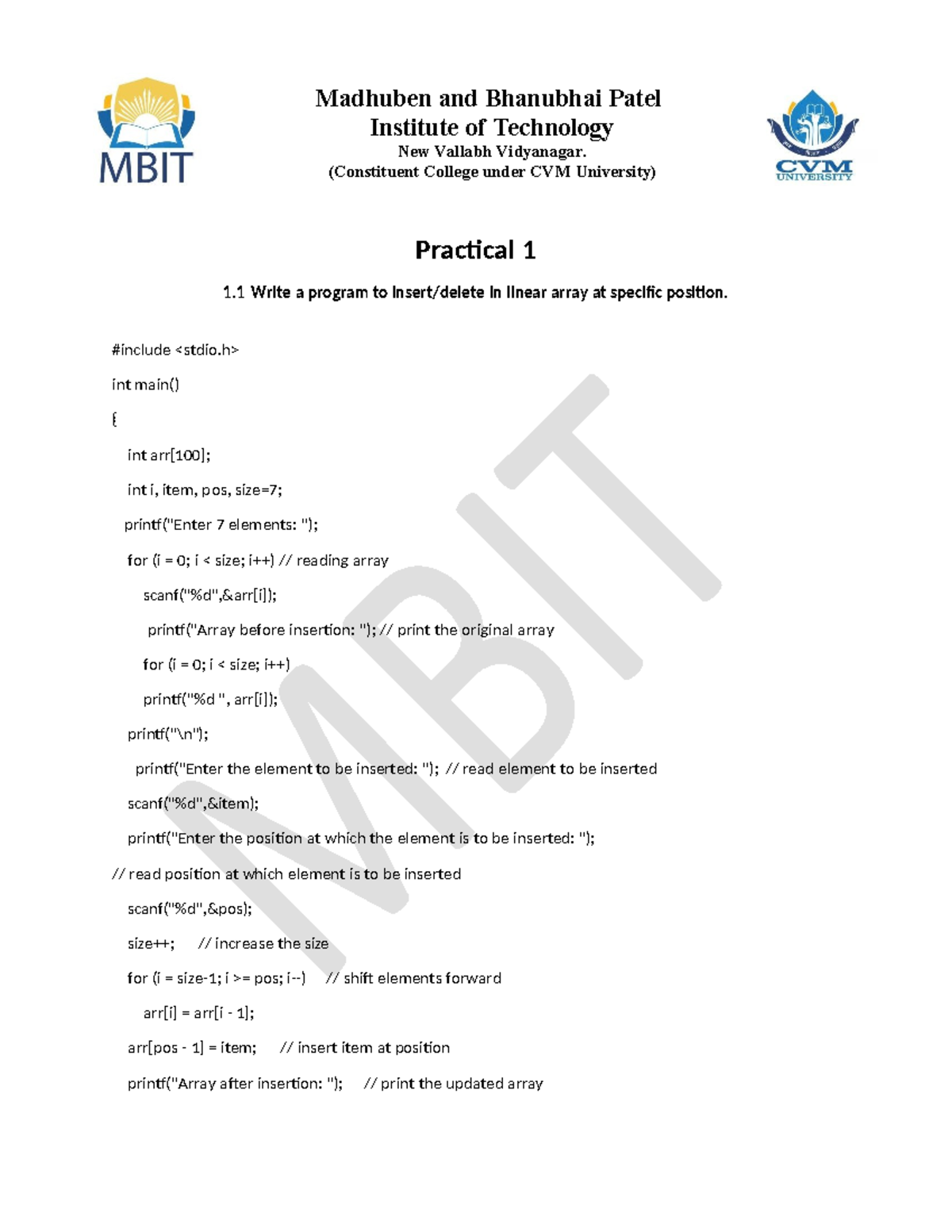 Lab Manual: Data Structures Practical Solutions (CS101) - Studocu