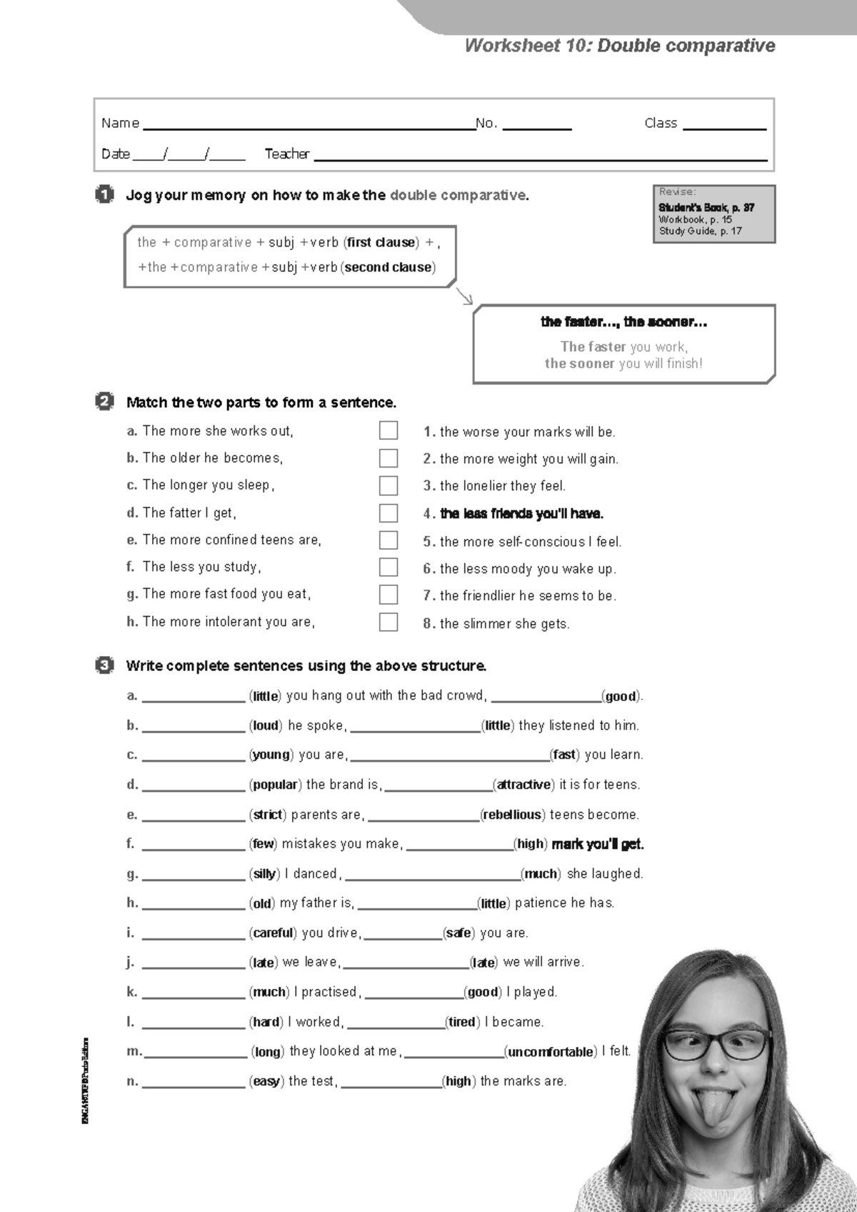 Worksheet 10: Double Comparative Exercises for 2025 Out Ingles - Studocu