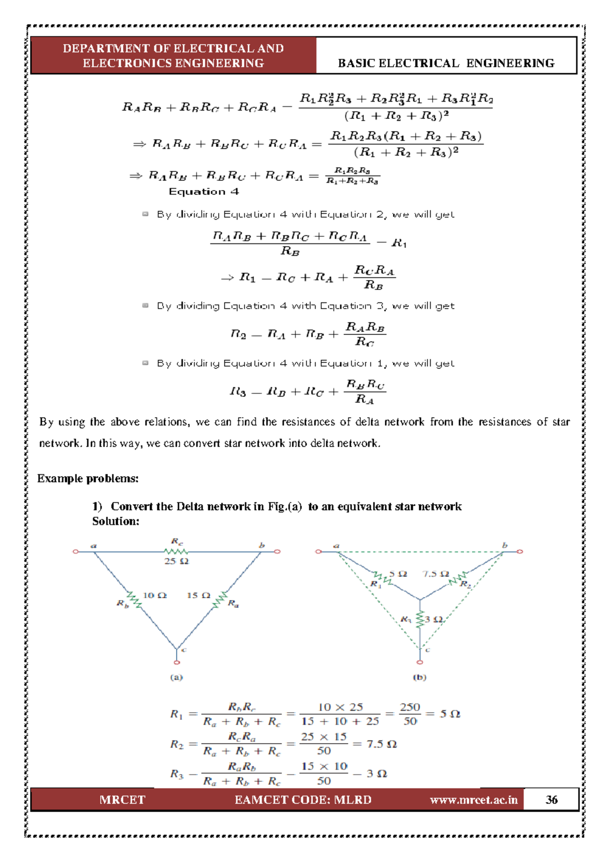 Basic Electrical Engineering R-20-36-75 - ELECTRONICS ENGINEERING BASIC ELECTRICAL ENGINEERING ...
