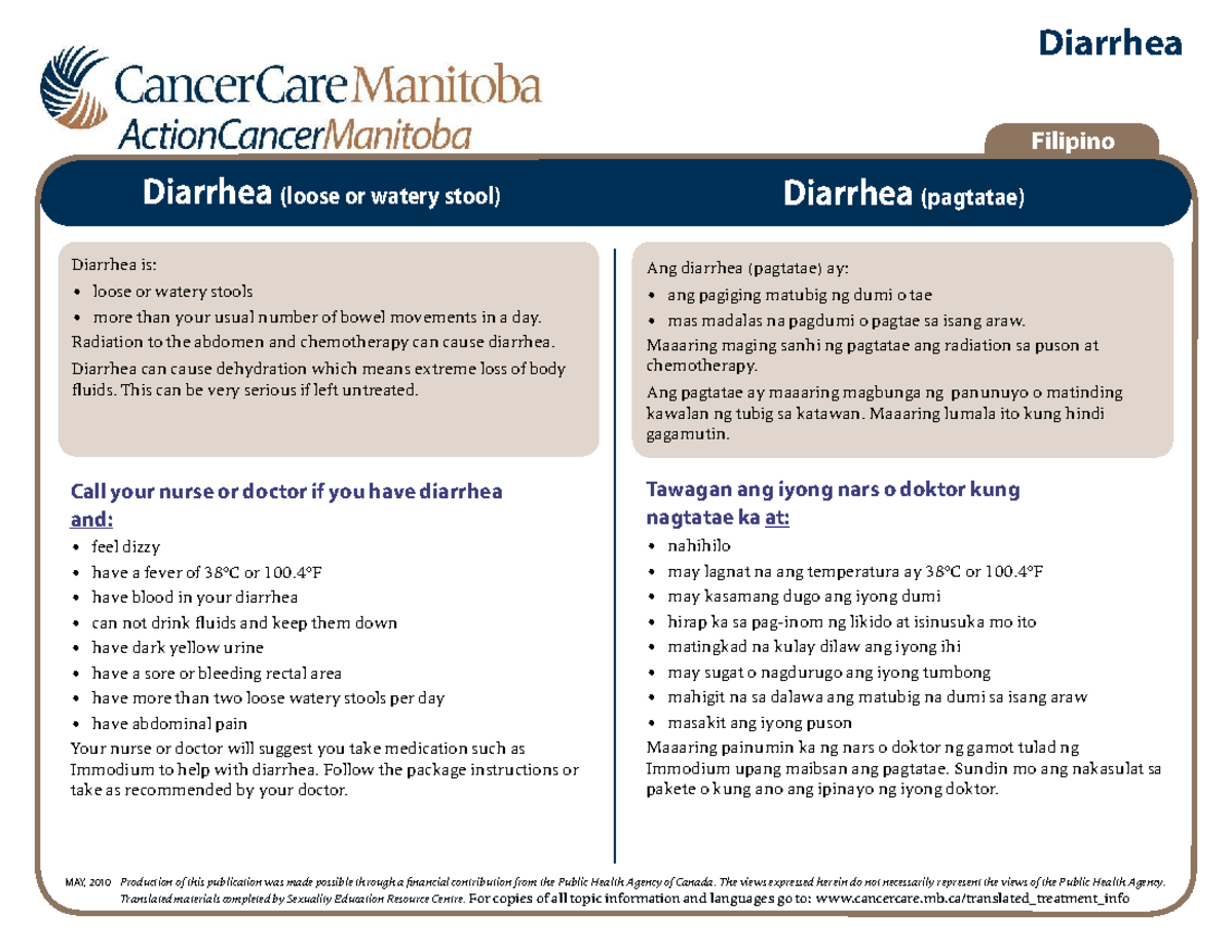 Diarrhea Facts-Filipino - Filipino may, 2010 Production of this ...