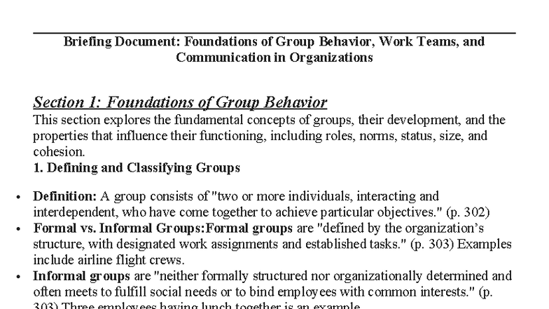 OB Module 3: Foundations of Group Behavior and Team Dynamics - Studocu