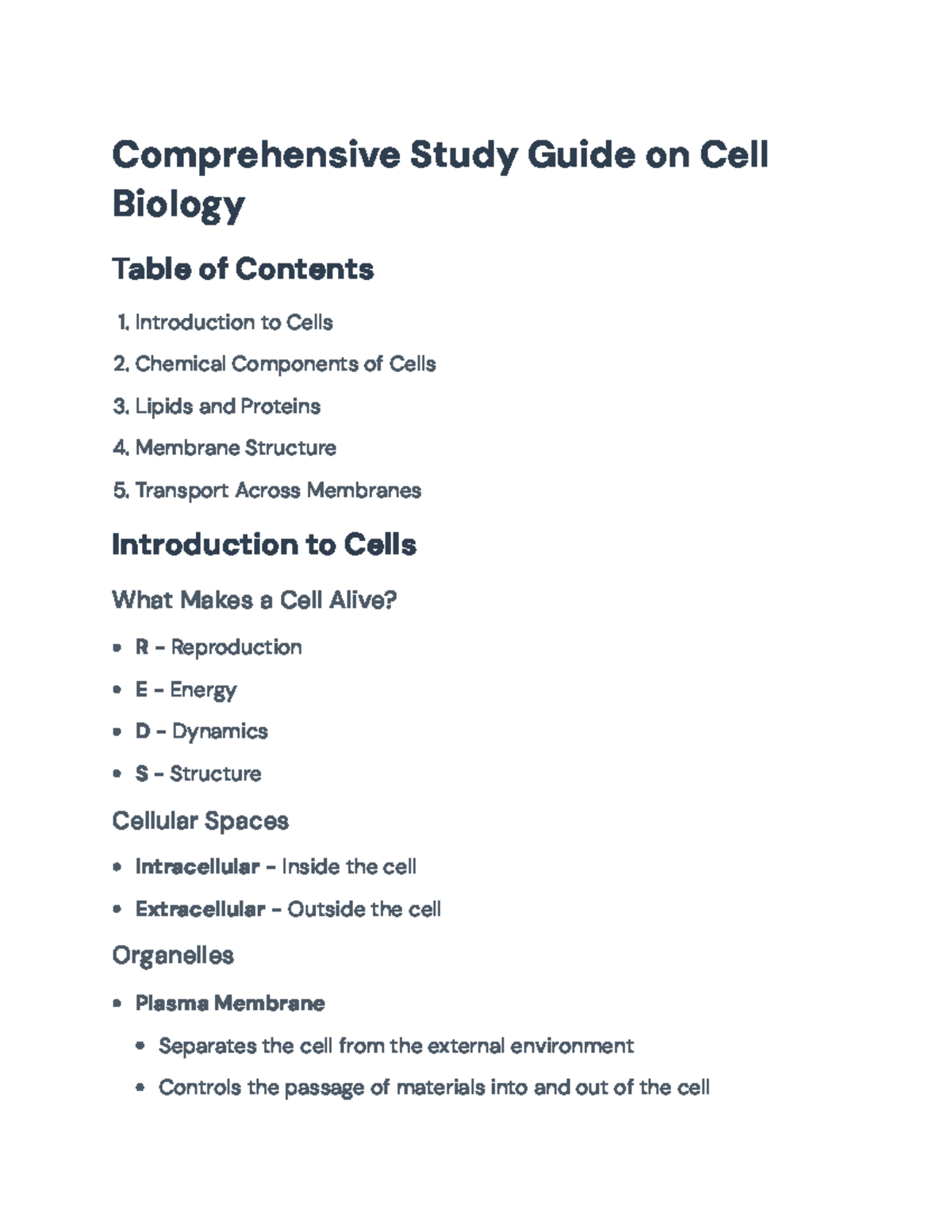 Comprehensive Cell Biology Study Guide for Exam Preparation - Comprehensive Study Guide on Cell ...
