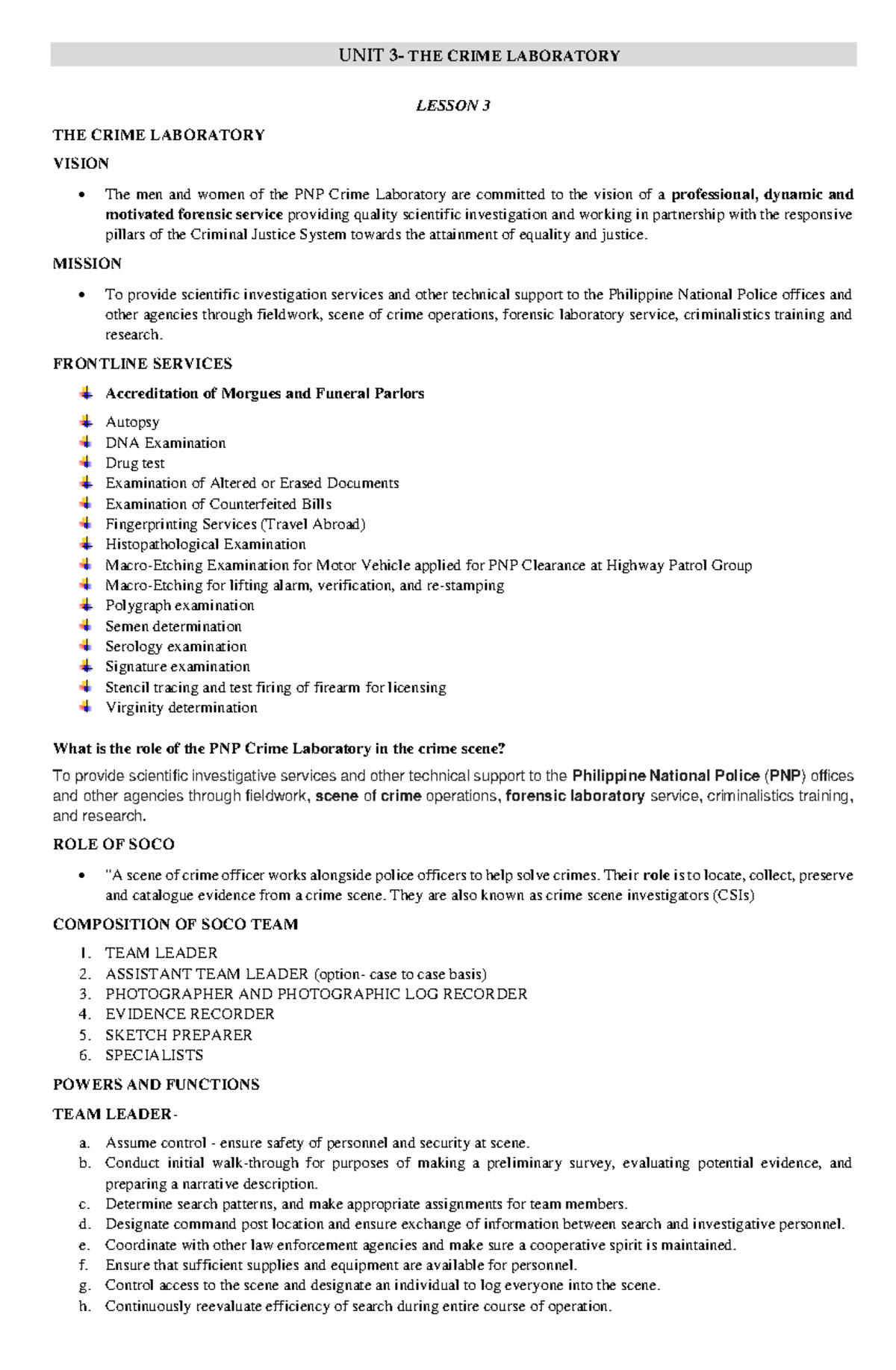 Crime invest 3 - Vygybh - UNIT 3- THE CRIME LABORATORY LESSON 3 THE ...