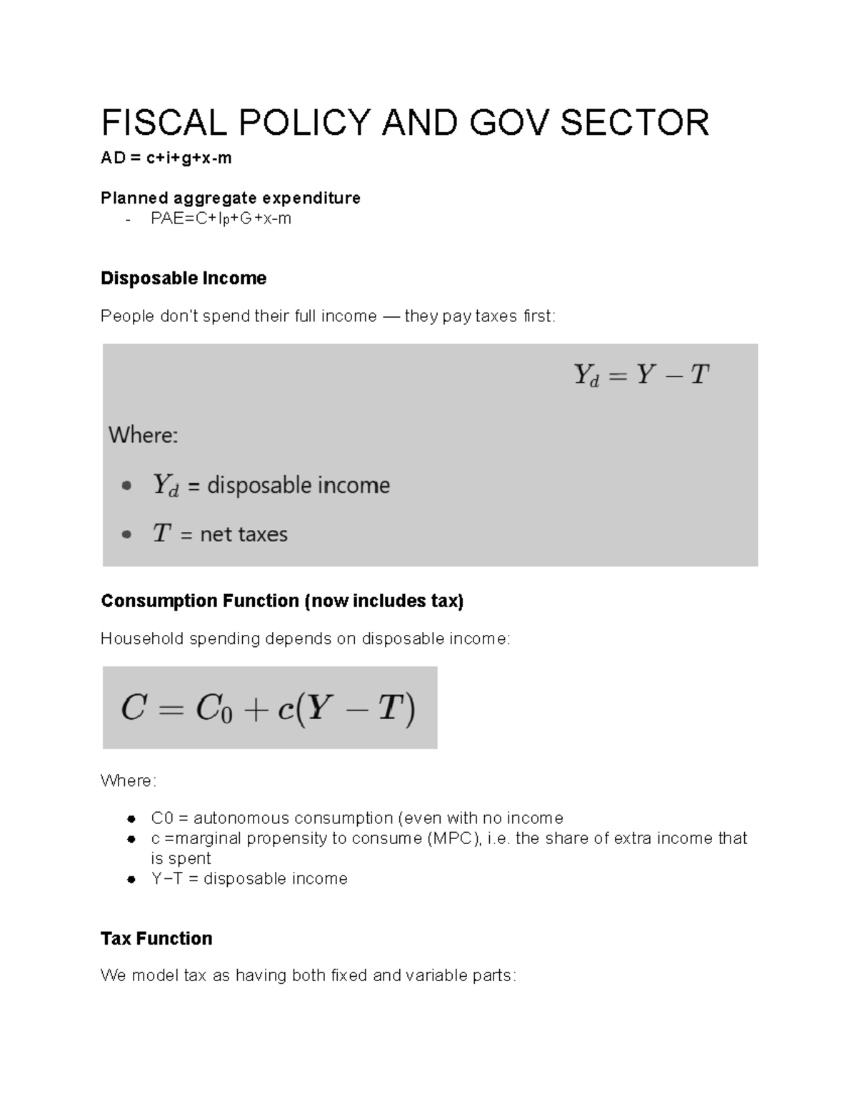 FISCAL POLICY & MONETARY TOOLS: Macro W5-7 Review Notes - Studocu