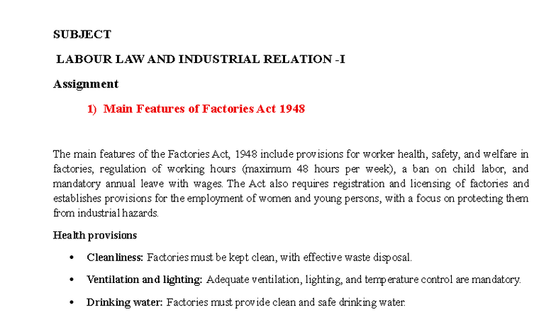 LLB Notes - Labour Law & Industrial Relations: Key Features & Case ...