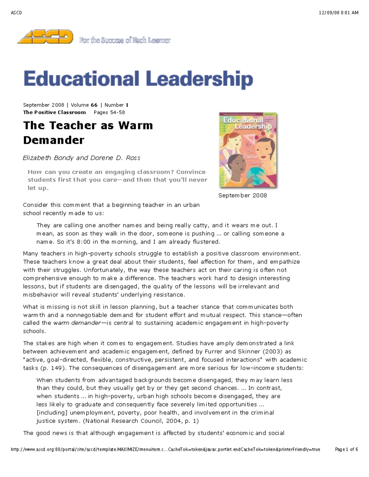 The Teacher as a Warm Demander: Enhancing Engagement in Classrooms ...