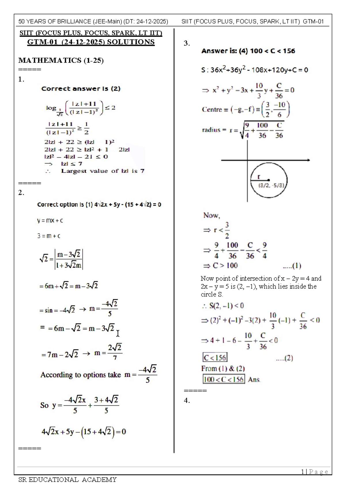 GTM-01 Solutions for 50 Years of Brilliance in Mathematics, Physics ...