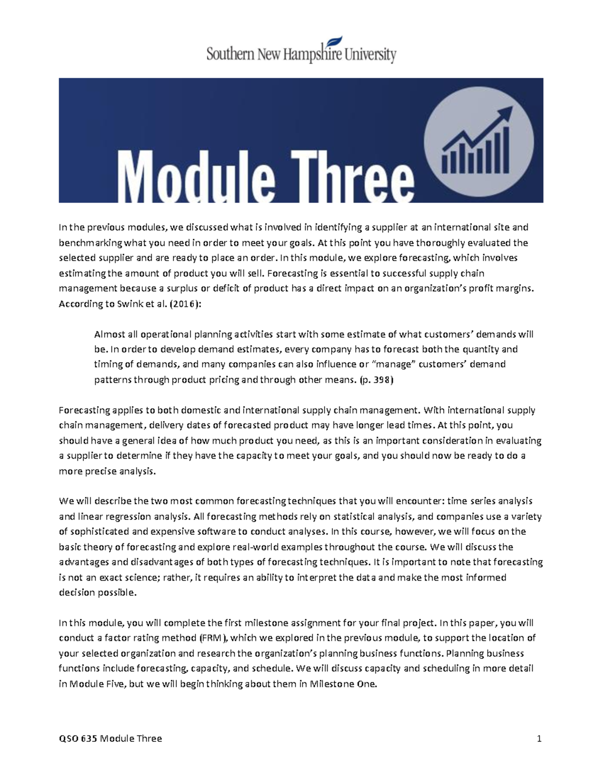 Qso635 m3 overview - Lecture Notes Module 3 - In the previous modules ...
