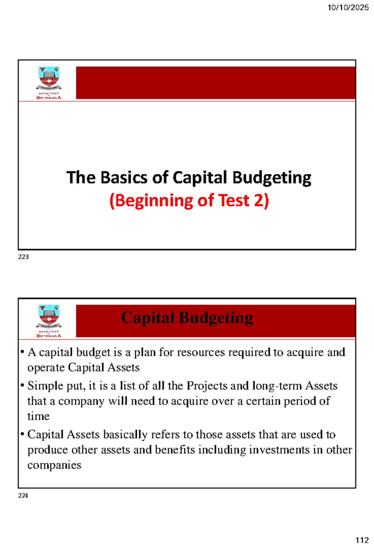 Capital Budgeting Techniques Npv Irr Payback Analysis 223 Studocu
