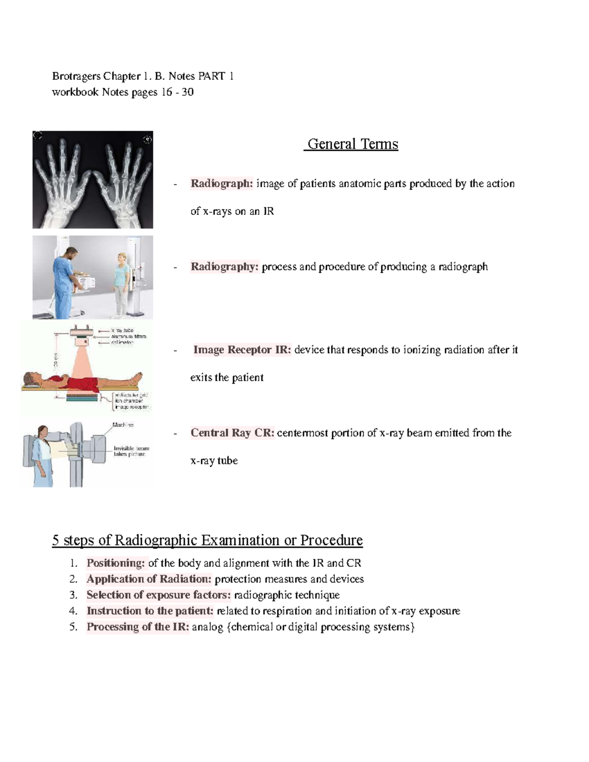 Radiographic Positioning Terminology: Key Concepts & Projections Notes ...