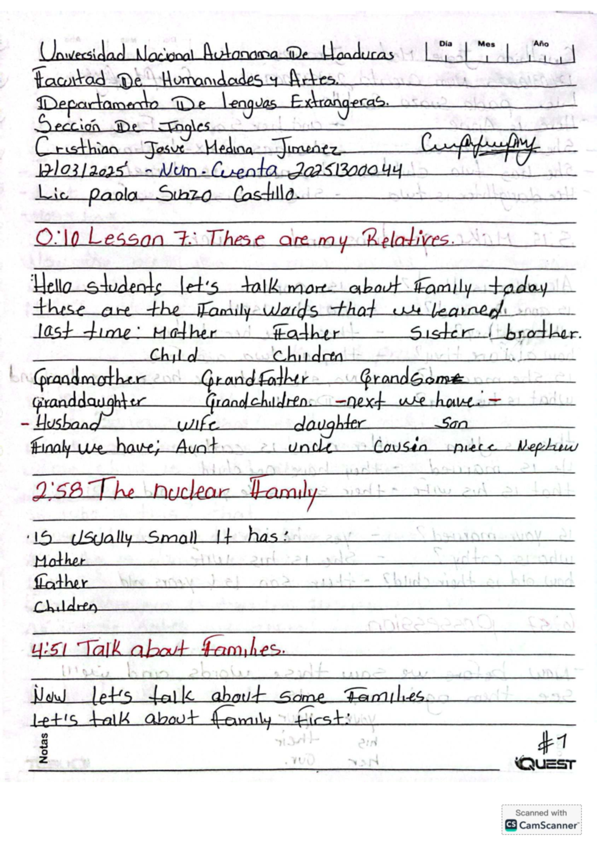 ENG 101: Lesson 7 - Family Vocabulary and Simple Present Tense Notes ...