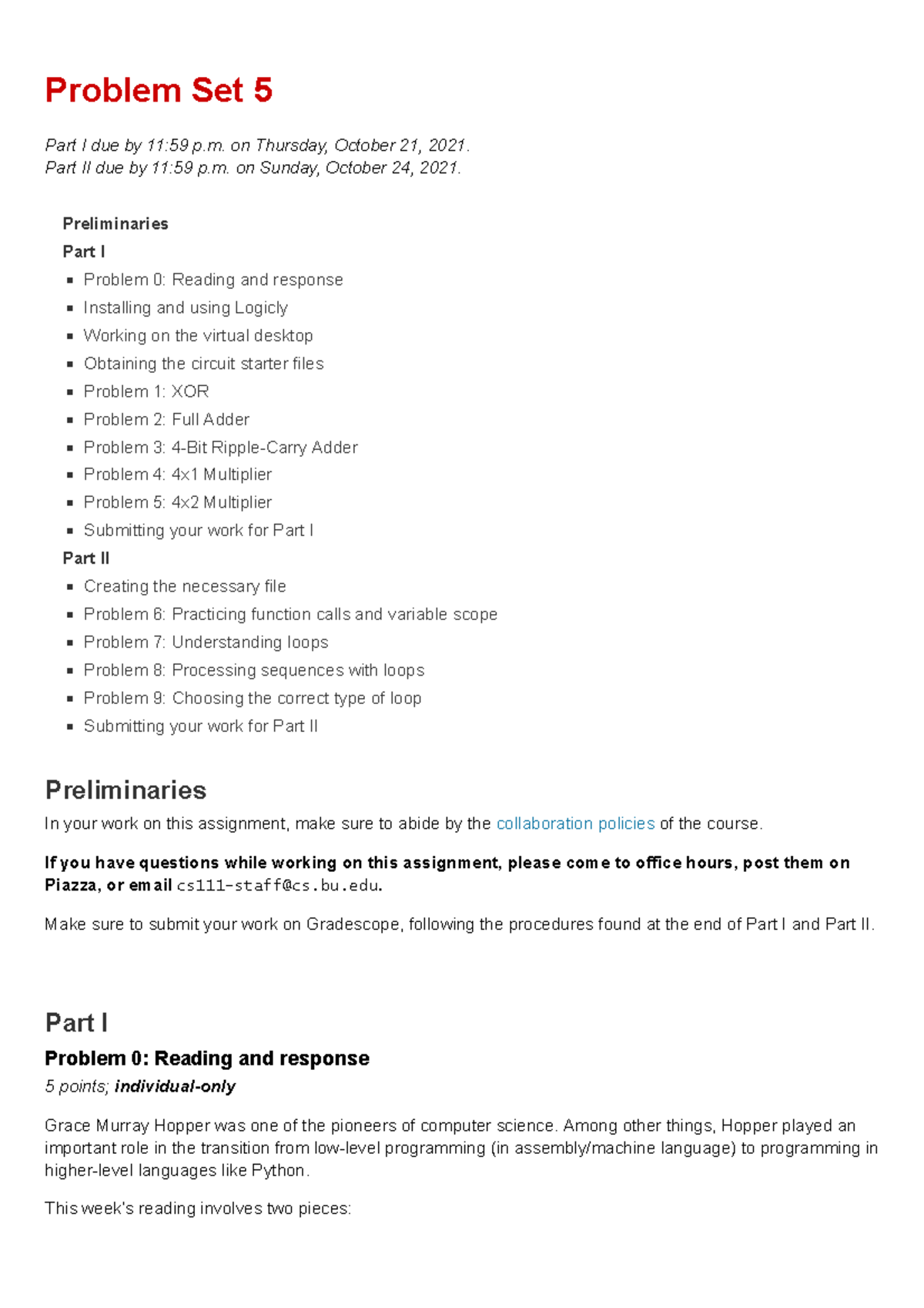 CS 111 Final Problem Set 5: Logic Circuits and Digital Design - Studocu