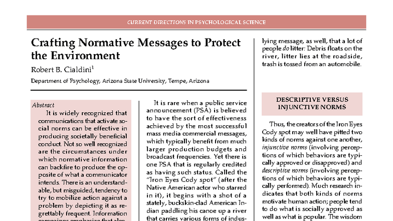 1a - Crafting Normative Messages to Protect the Environment - Copyright ...