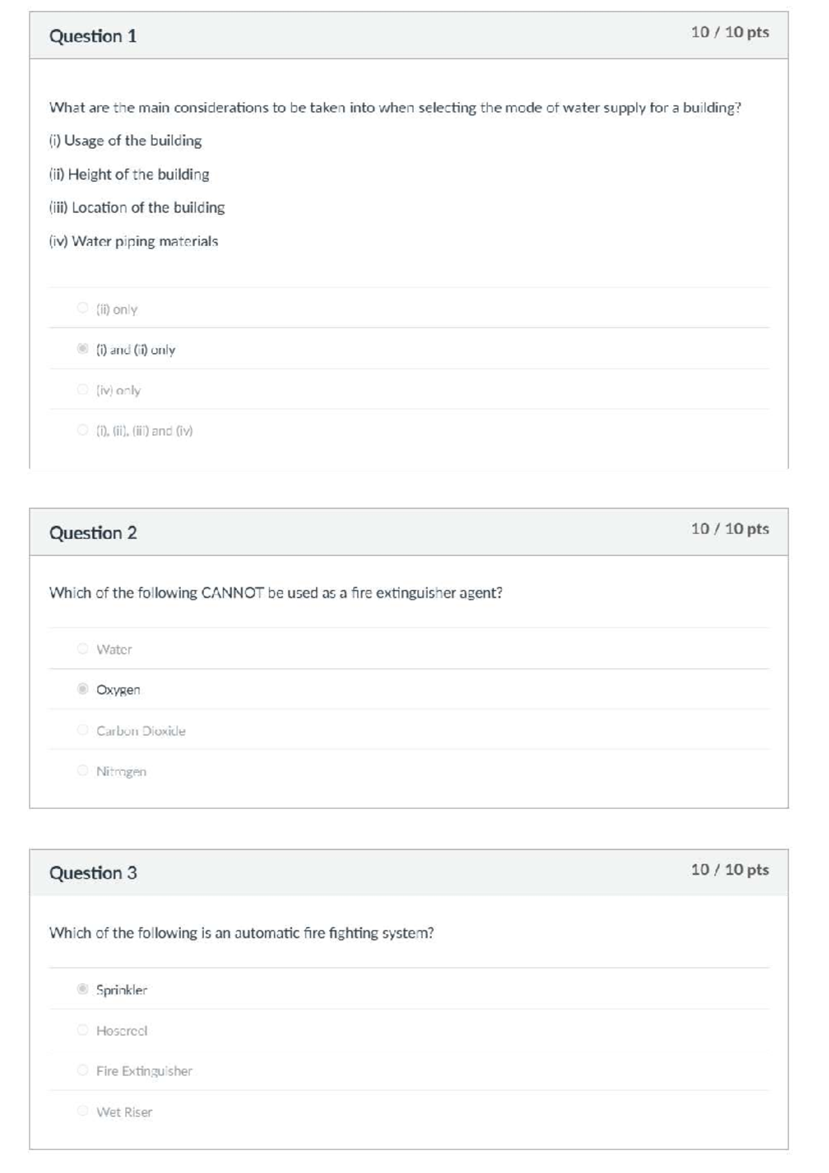 Quiz on Water Supply and Fire Fighting Systems (Course Code: 92F346FE ...
