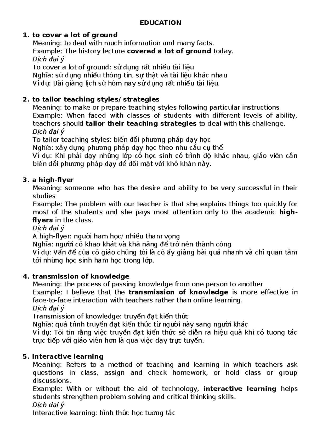 EDUCATION 1: Key Terms and Concepts for Effective Teaching - Studocu