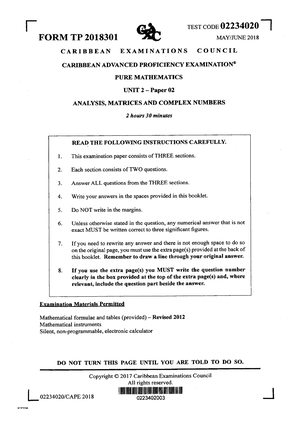 CSEC Maths Formula Booklet - Adjacent HUB THE STUDENT FORMUL BOOKLET ...