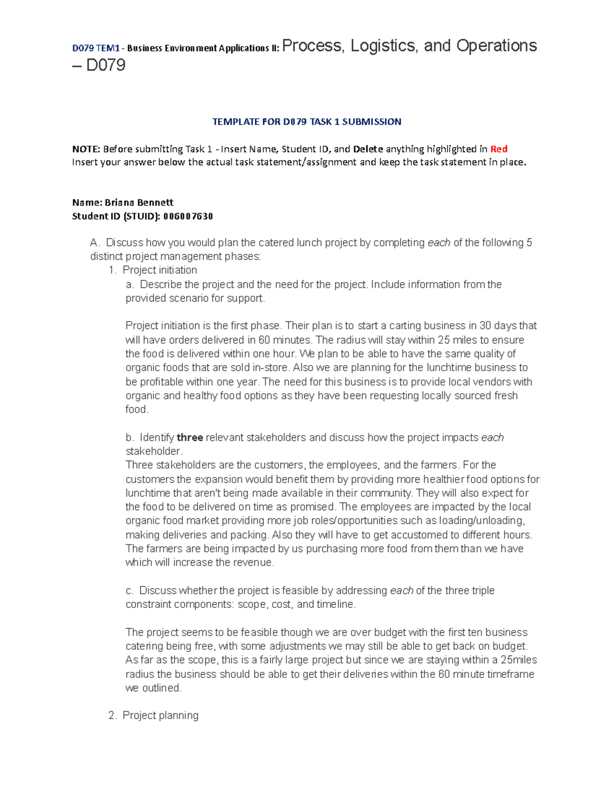 Template FOR D079 TASK 1 Submission - D079 TEM1 - Business Environment ...