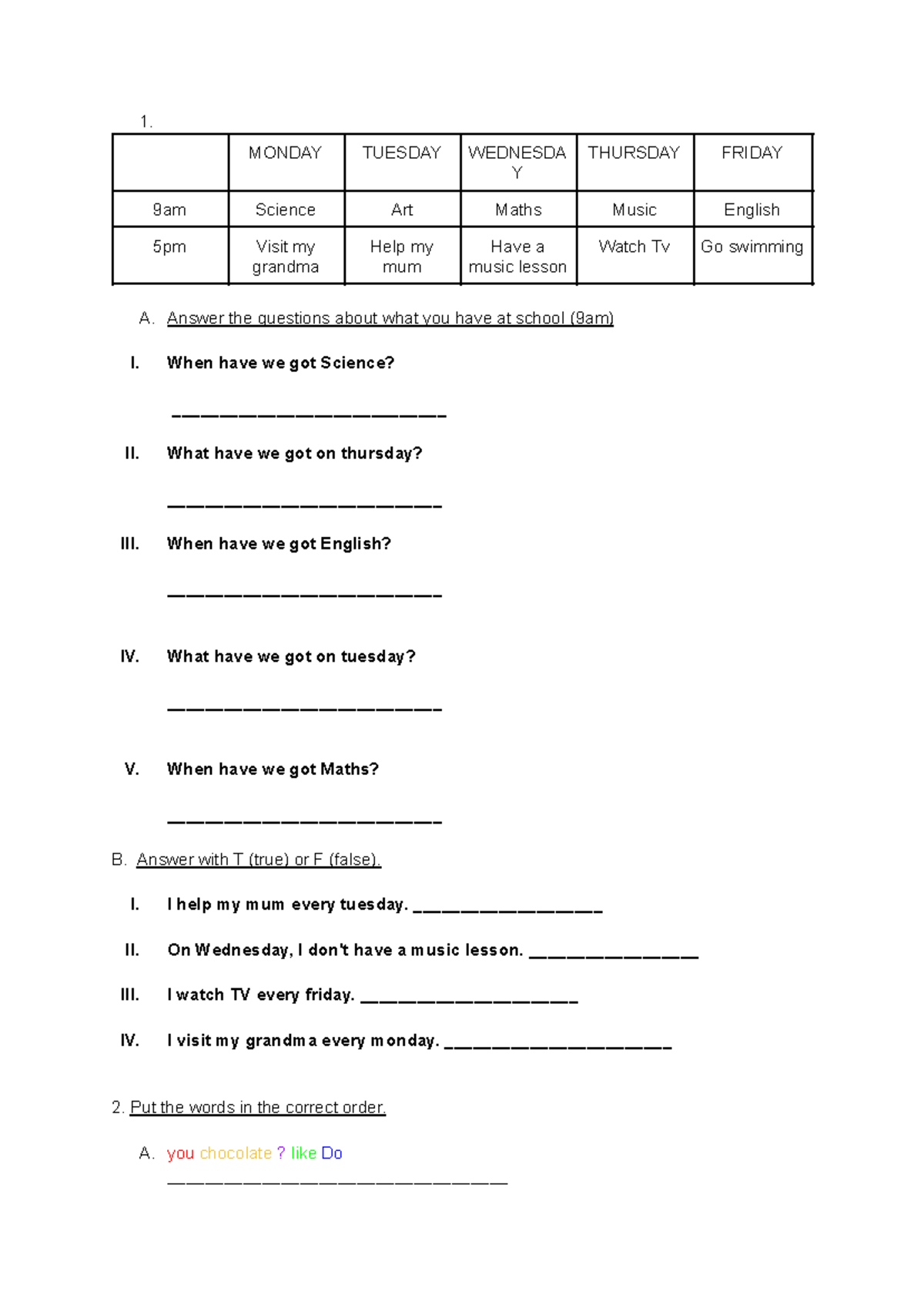 Weekly Schedule & Exercises (Mauro) - ESO 9am Activities - Studocu